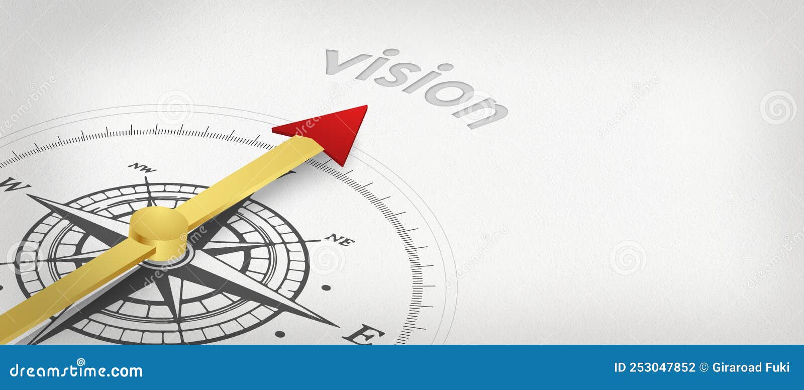 Compass and Text Vision Word on White Background 3D Illustration Stock ...