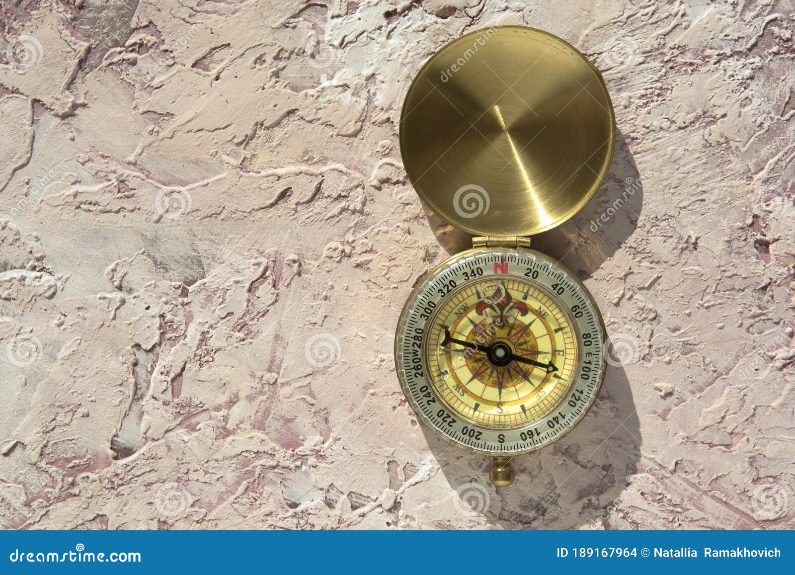 Compass on a Texture Background Top View Stock Photo - Image of hard ...