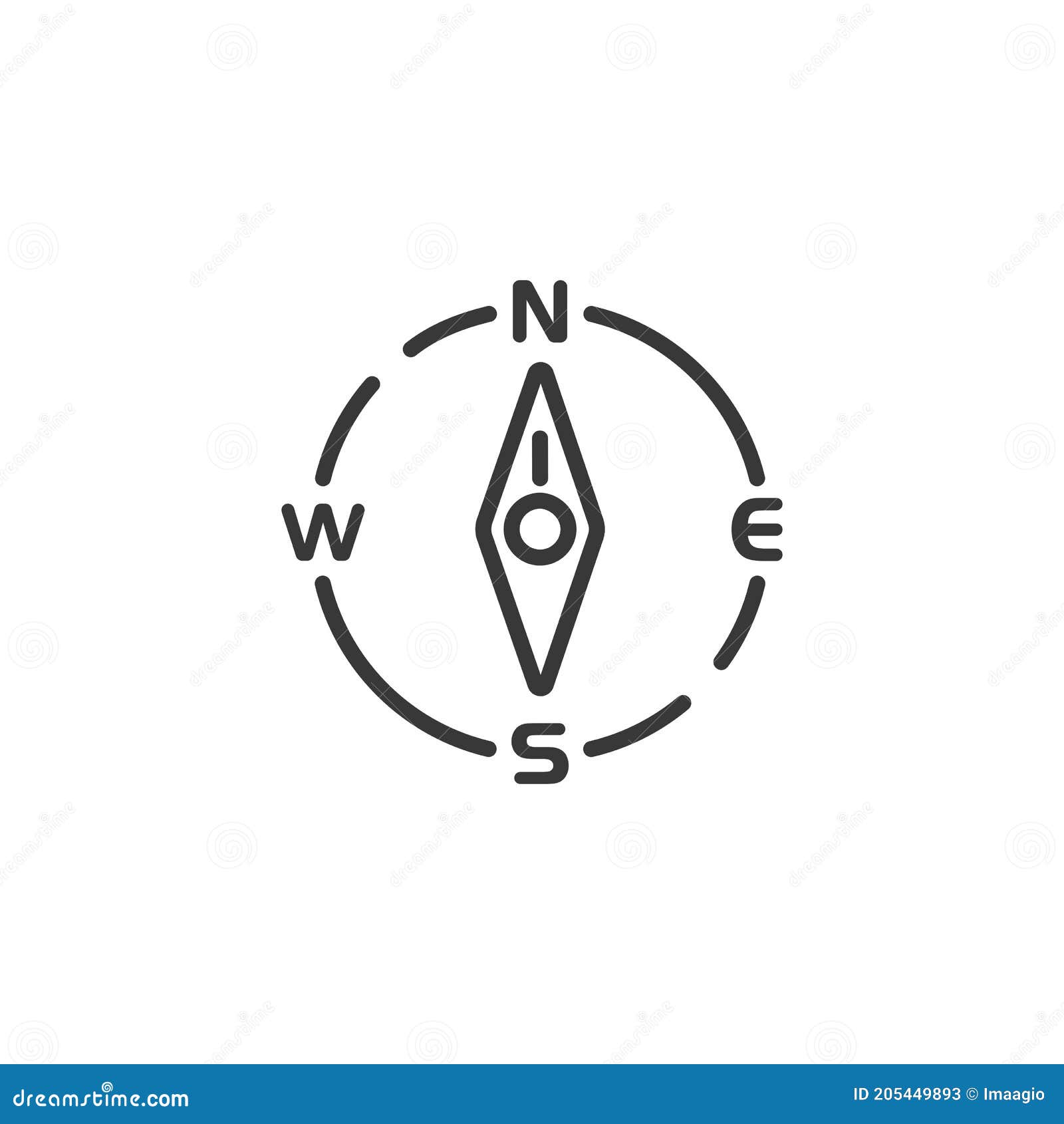 Compass Thin Line Icon. North Direction. Isolated Weather Vector ...