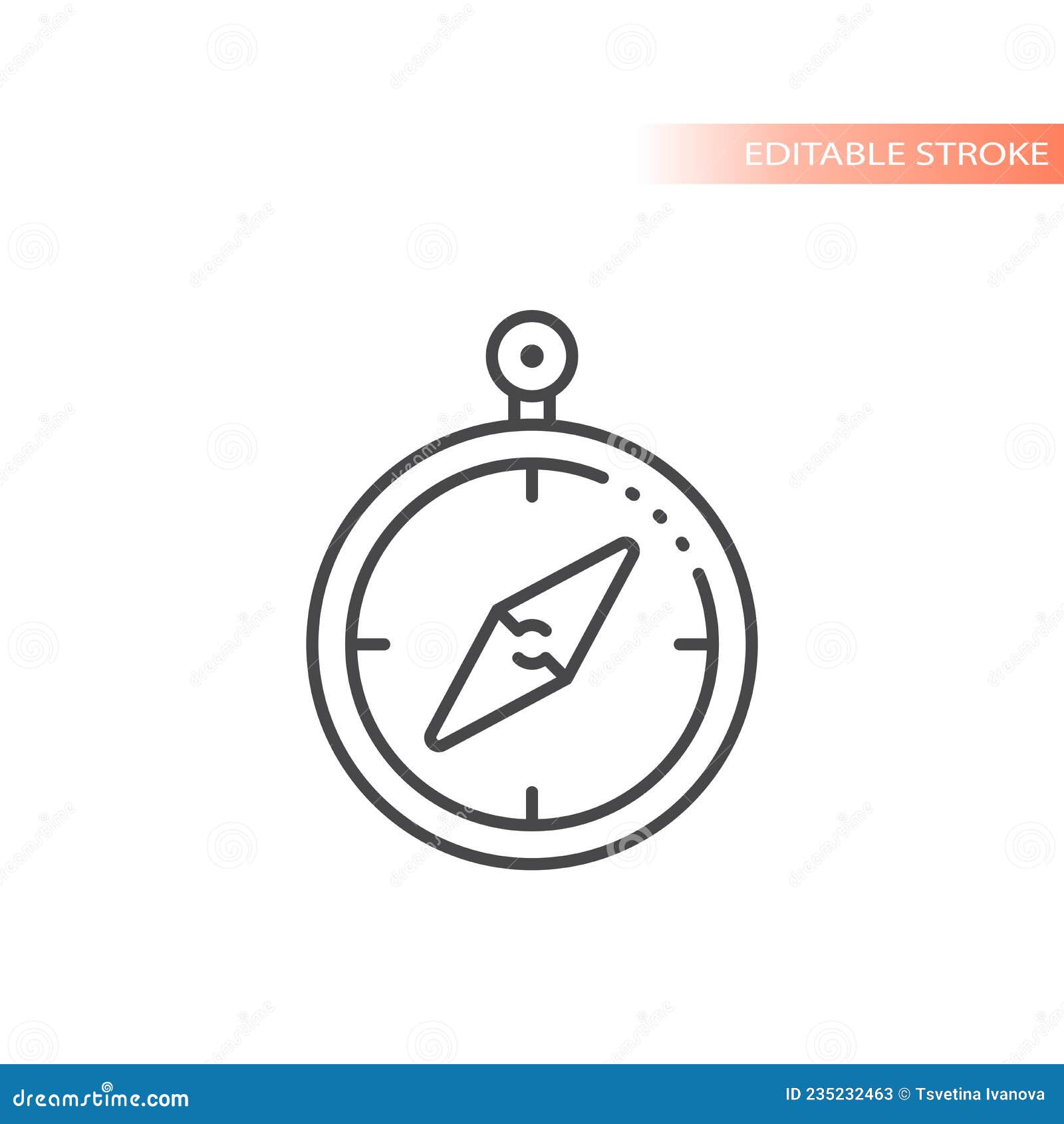 Compass Thin Line Vector Icon Stock Vector - Illustration of geography ...