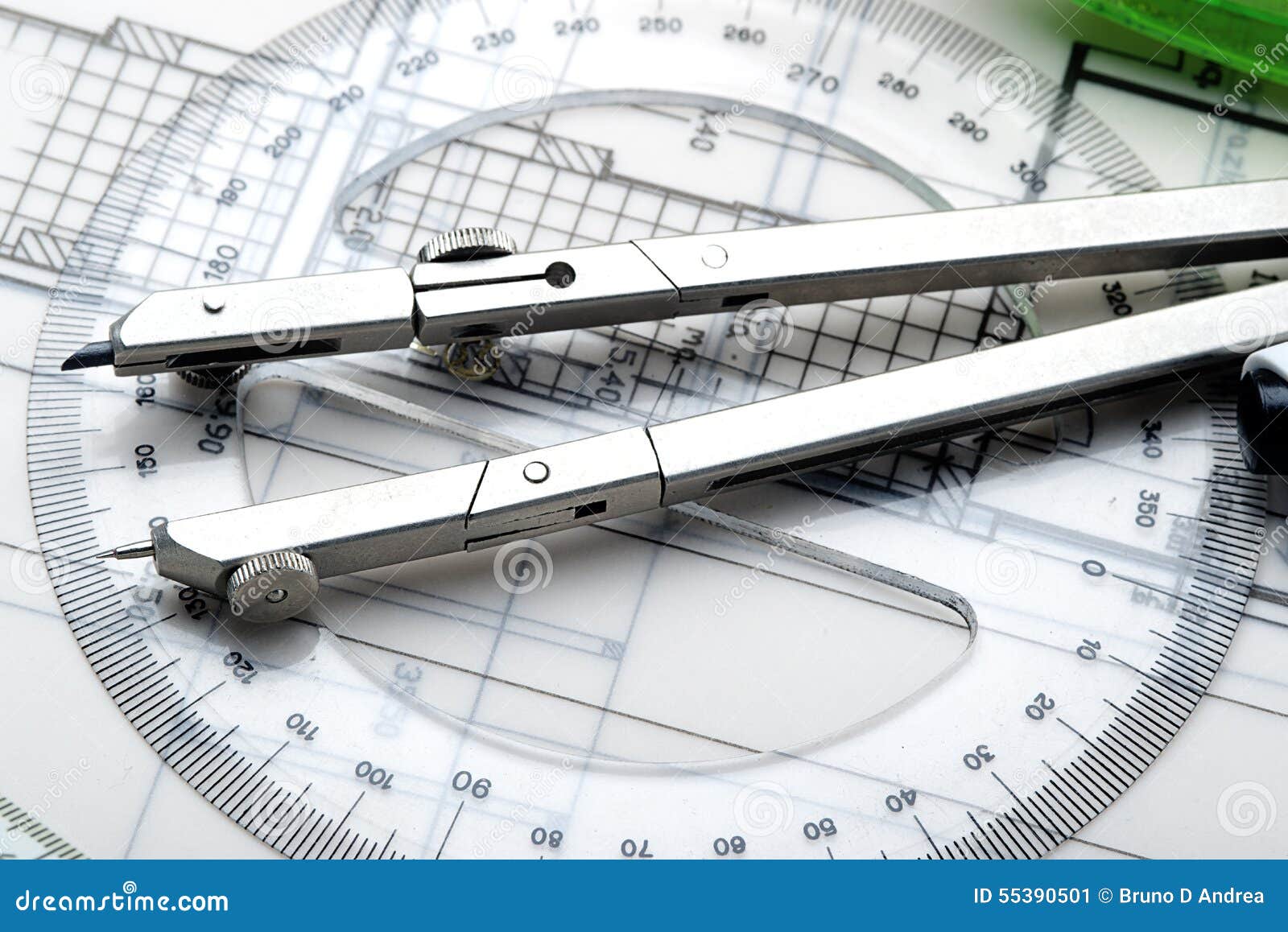Compass and Tools To Design a New Home Project Stock Image - Image of ...