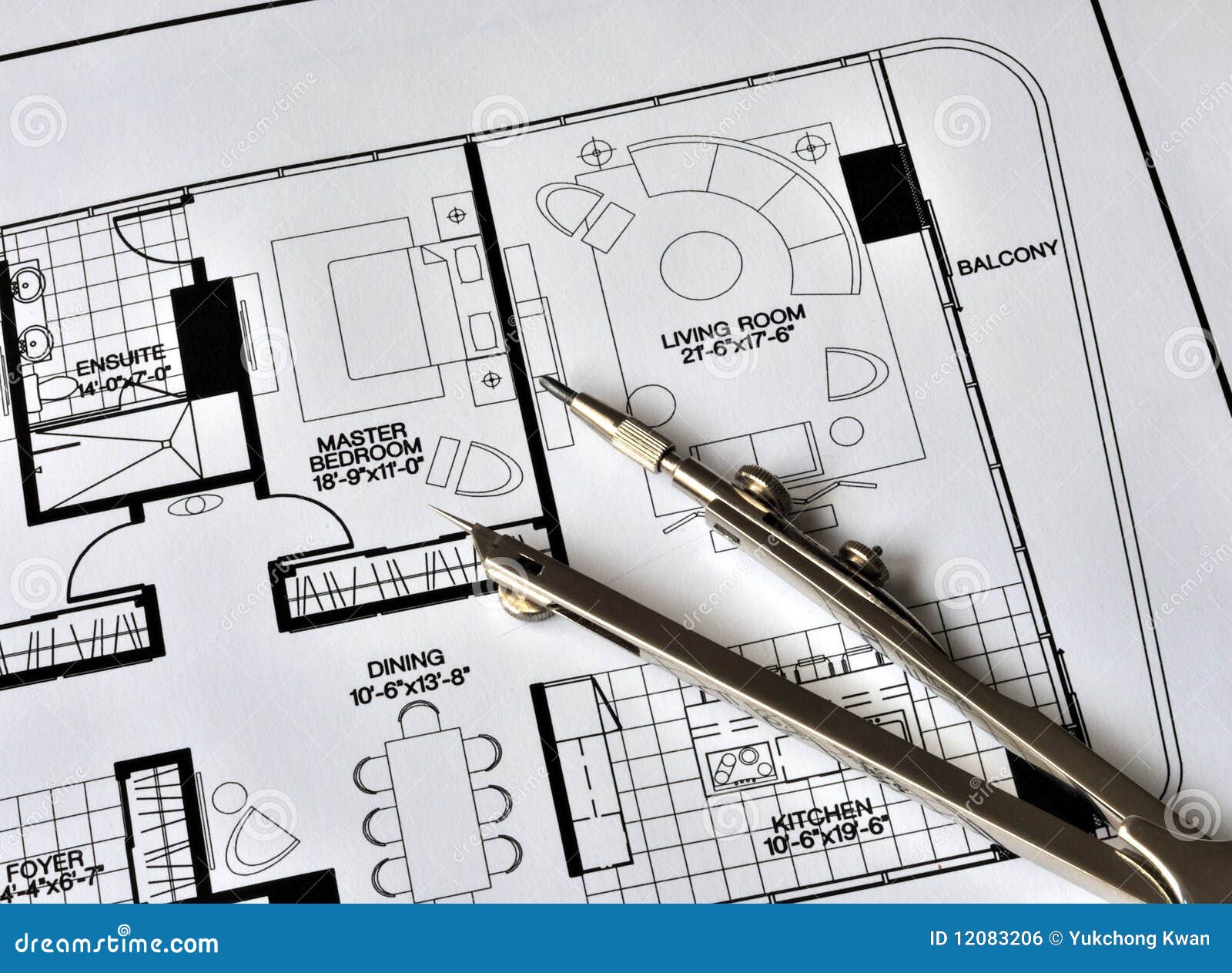 A Compass on the Top of the Residence Floorplan Stock Photo - Image of ...