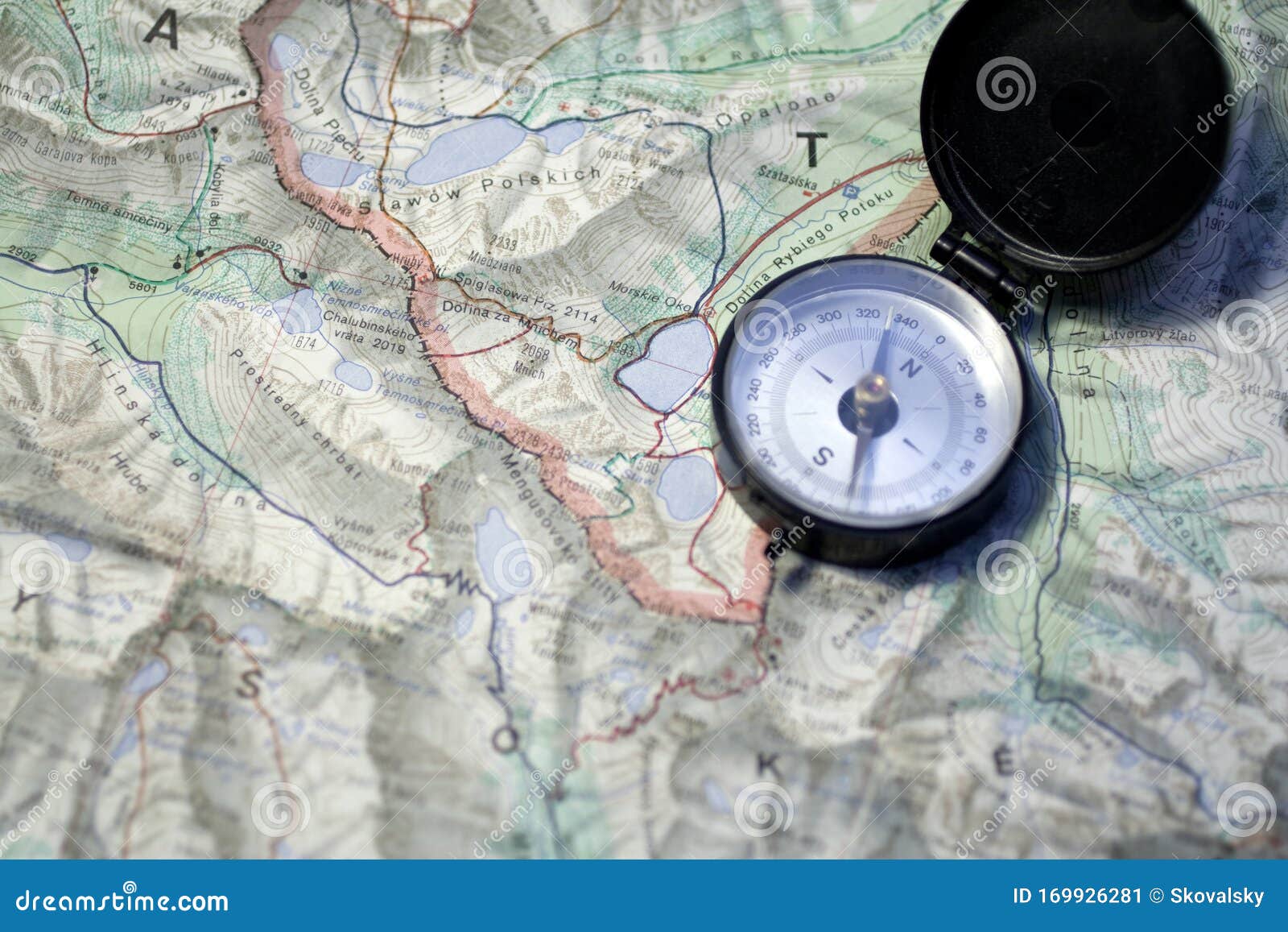 Compass on a Topographic Map Stock Image - Image of background ...