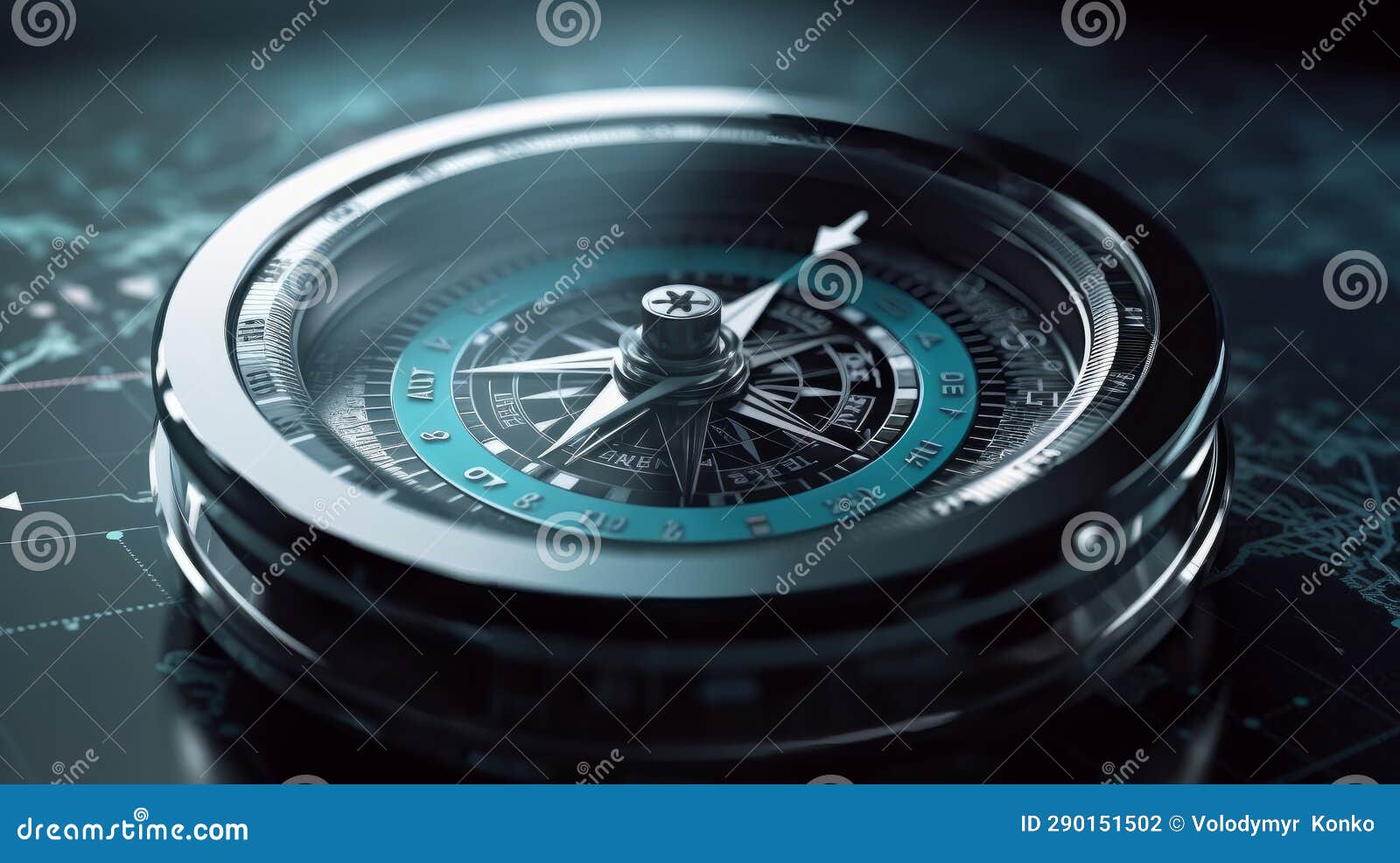 A Compass on a Topographic Map for Navigation. Generative Ai Stock ...