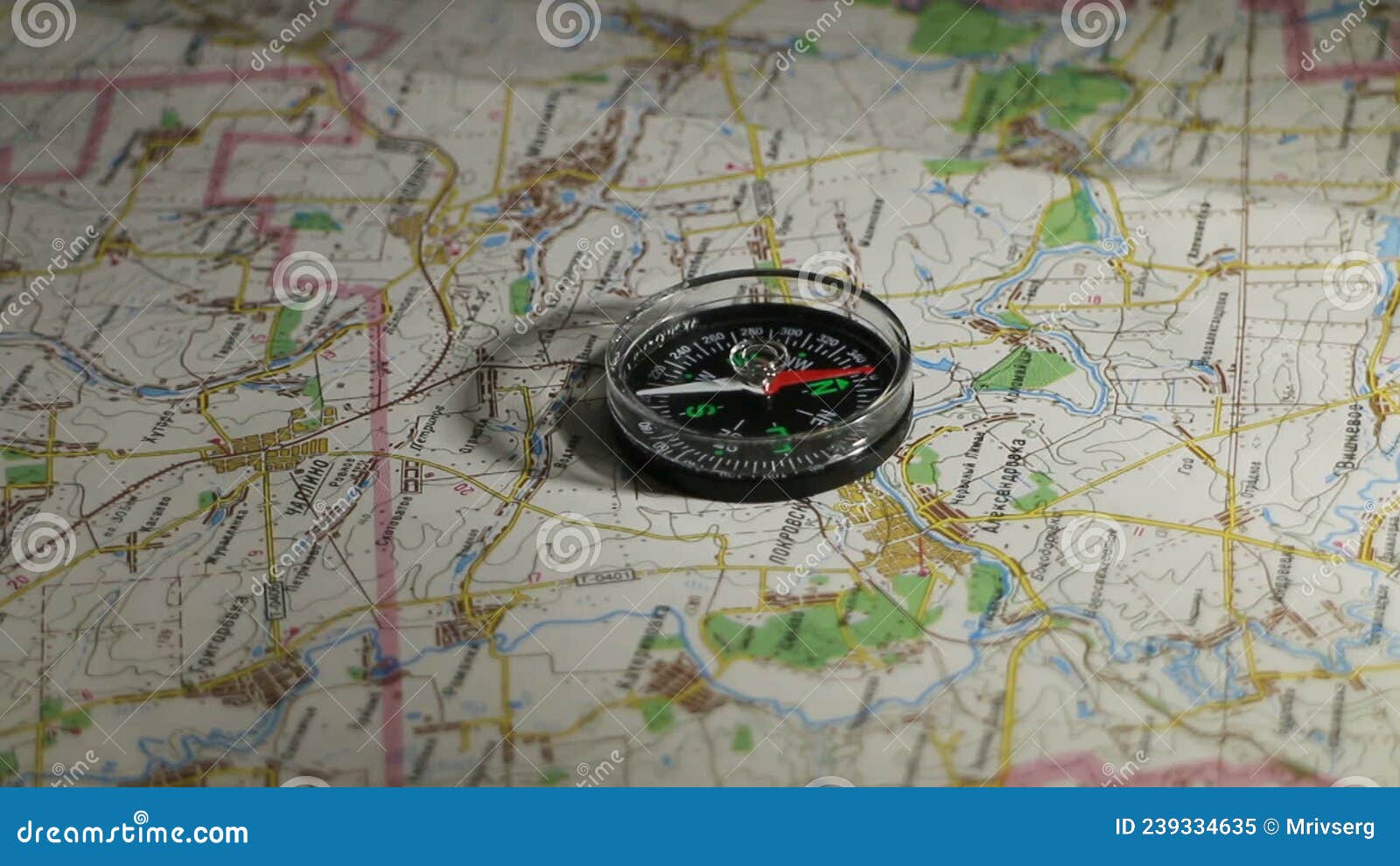 Compass on Topographic Military Map Stock Video - Video of direction ...