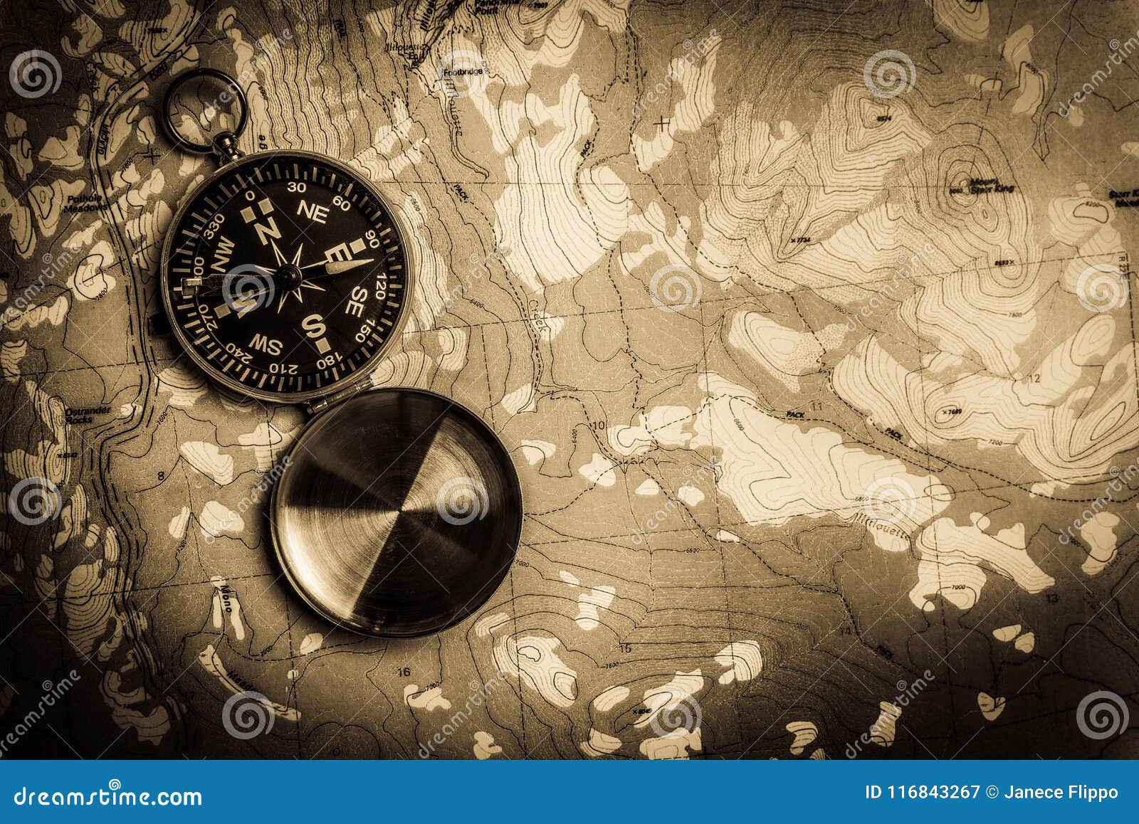 Manual Compass For Land Navigation On A White Background Close-up ...