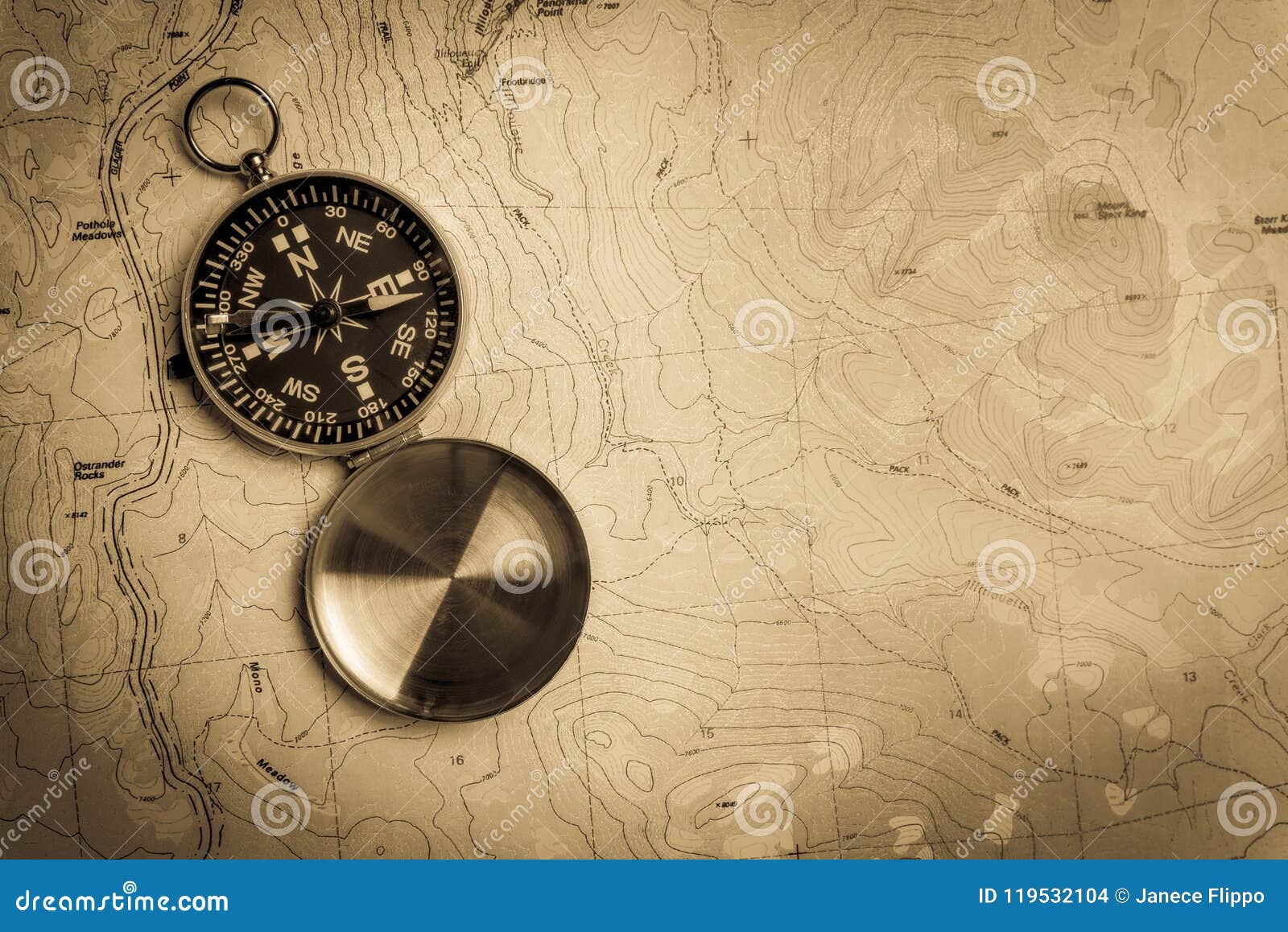 Manual Compass For Land Navigation On A White Background Close-up ...