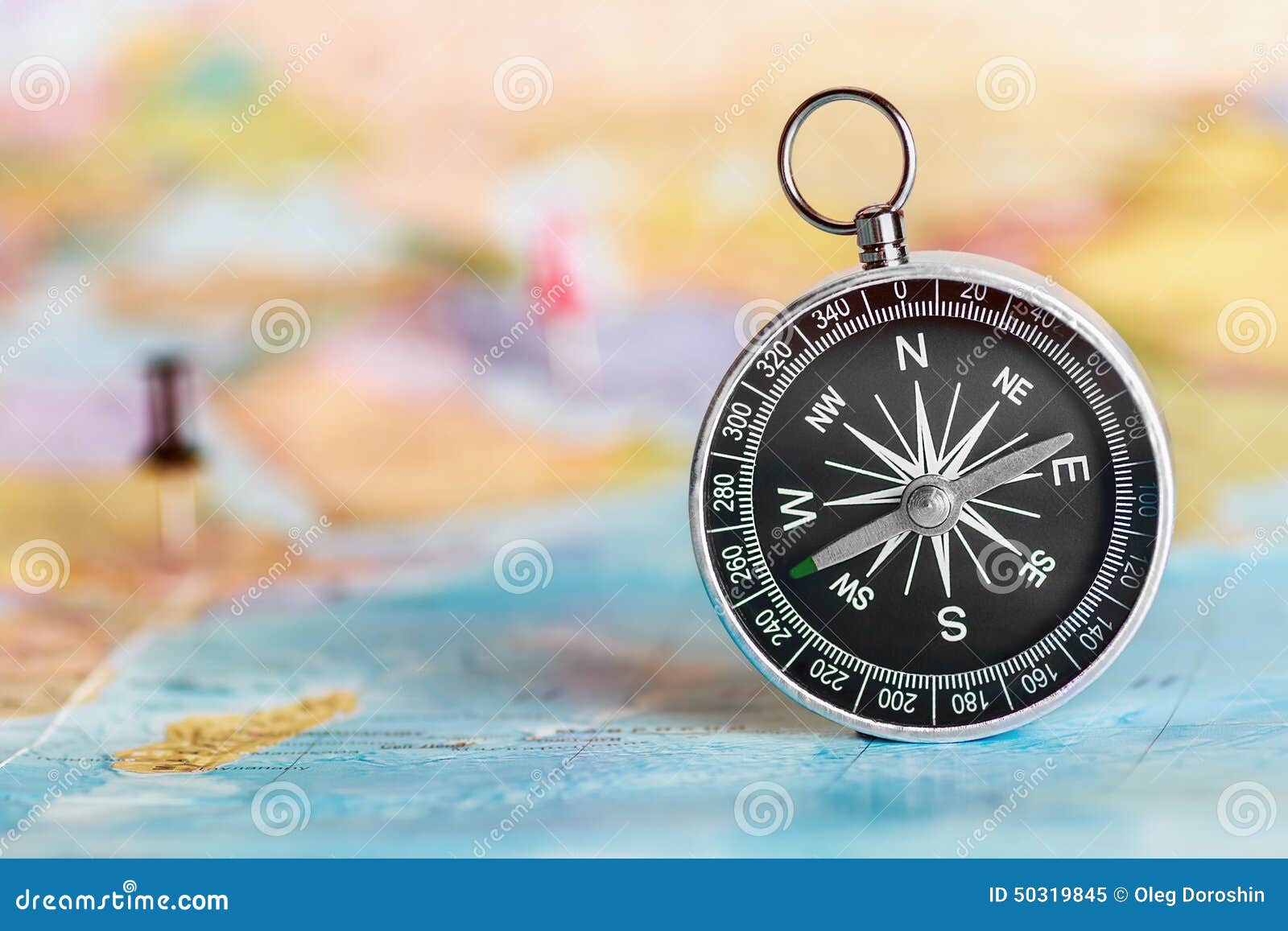 Compass on the tourist map stock image. Image of journey - 50319845