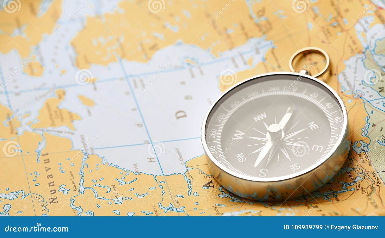 Compass on the Tourist Map. Navigation Tools To Orient. Conceptual of ...