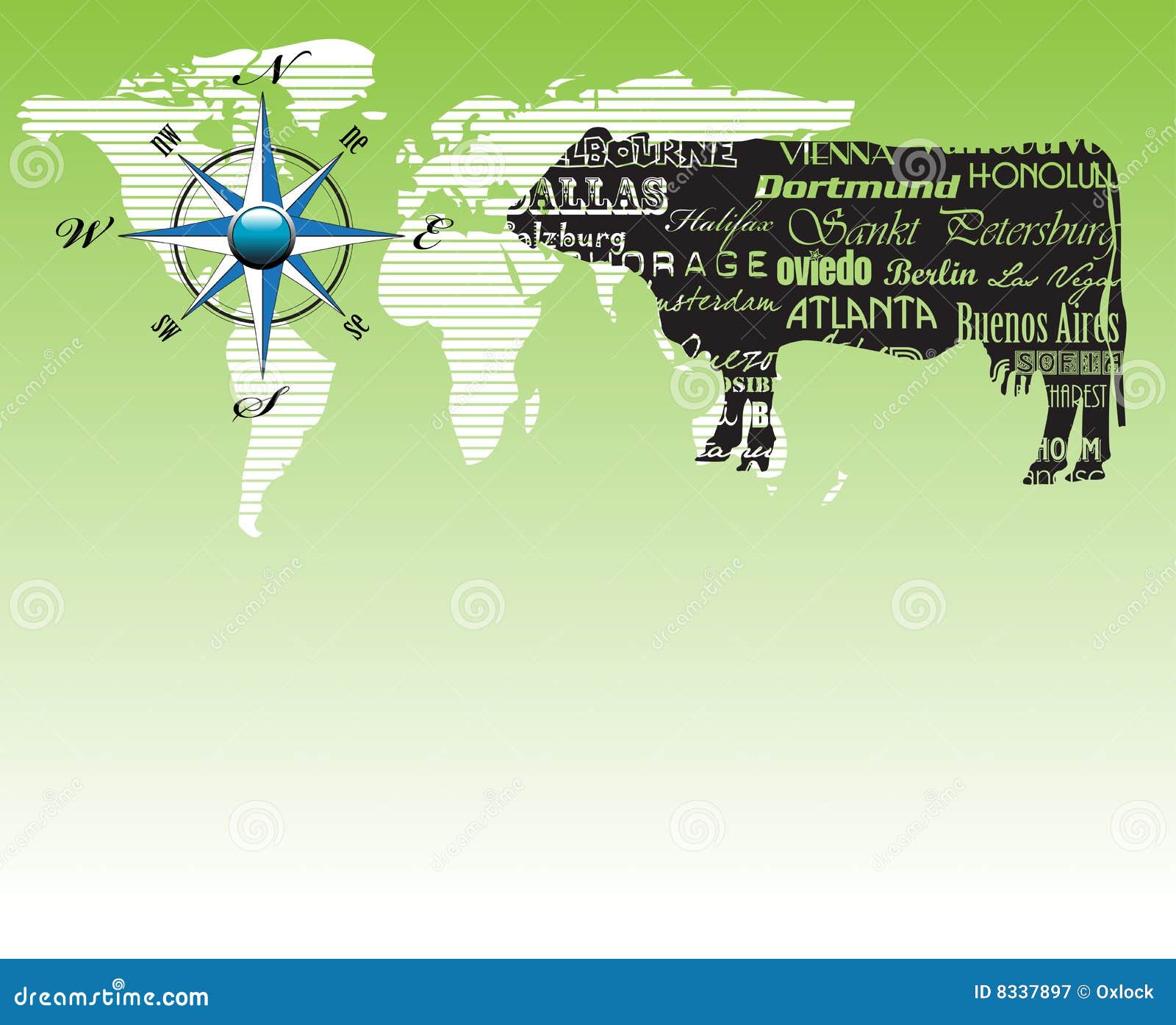 Compass and traveling cow stock vector. Illustration of honolulu - 8337897