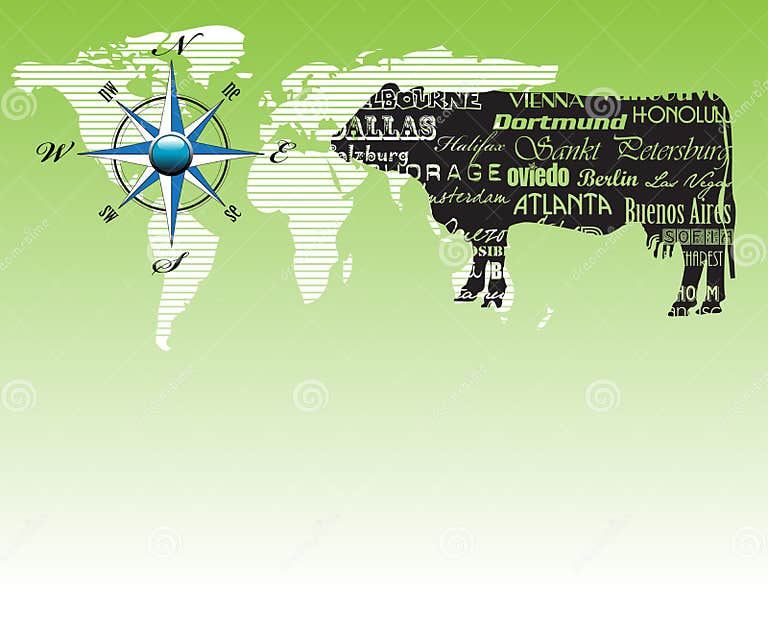 Compass and traveling cow stock vector. Illustration of honolulu - 8337897