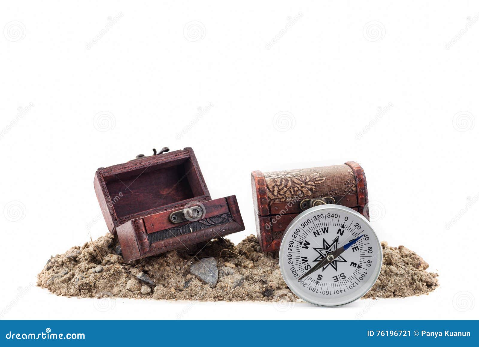 Compass Treasure Chest Soil White Background Stock Photos - Free ...