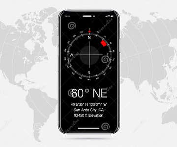 Compass UI, UX, GUI Screen Apps on Smartphone for Navigation Concept of ...