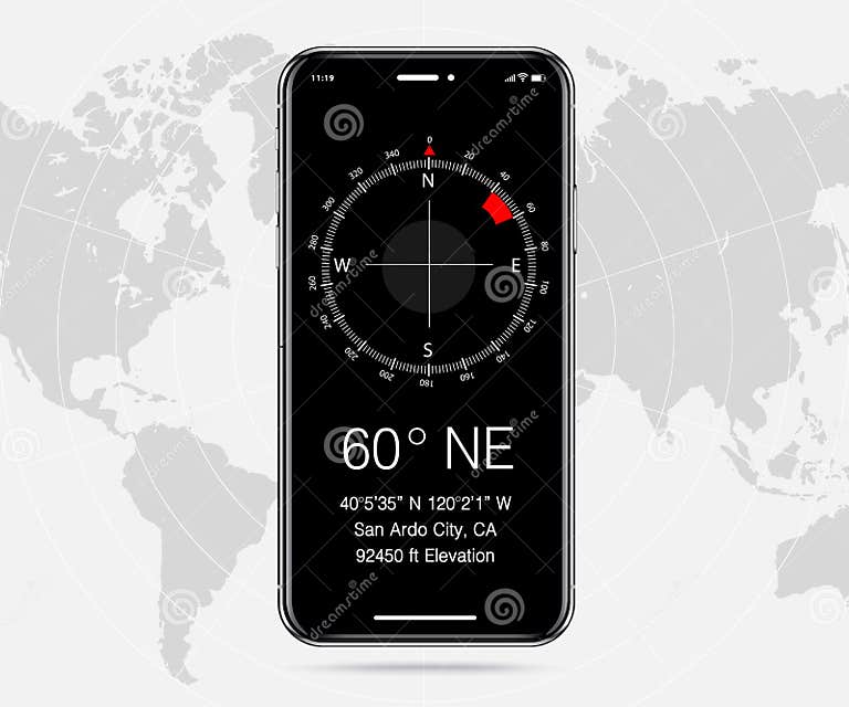 Compass UI, UX, GUI Screen Apps on Smartphone for Navigation Concept of ...