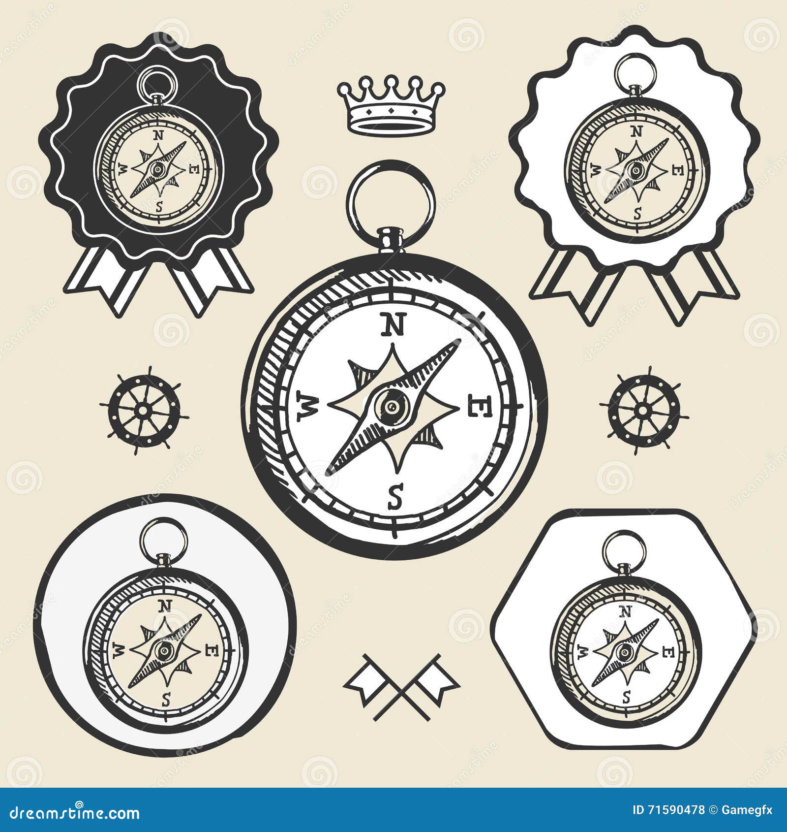 Compass Vintage Location Icon Flat Web Sign Symbol Logo Label Stock ...