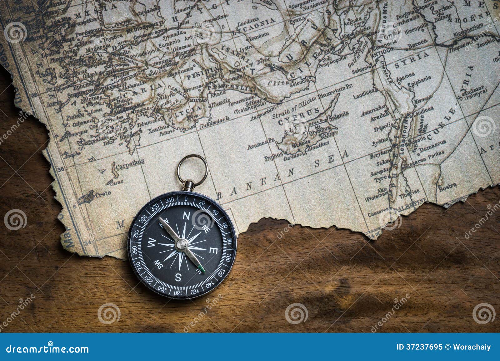 Compass and vintage map stock image. Image of gold, antiquity - 37237695