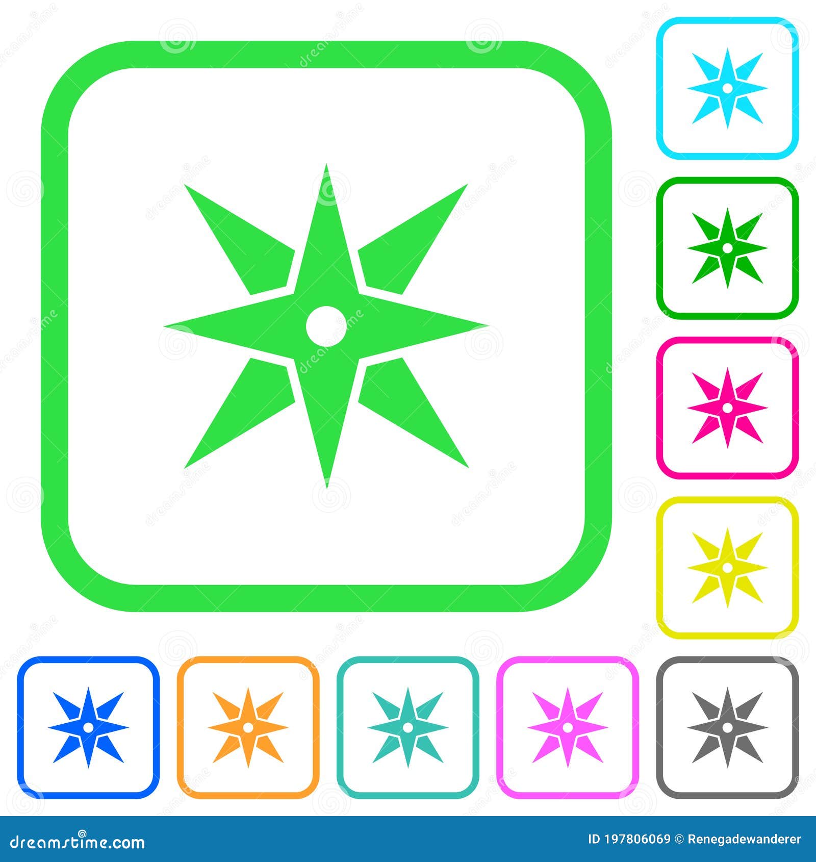 Compass Borders Set, Circular Icon With Lines Cartoon Vector ...