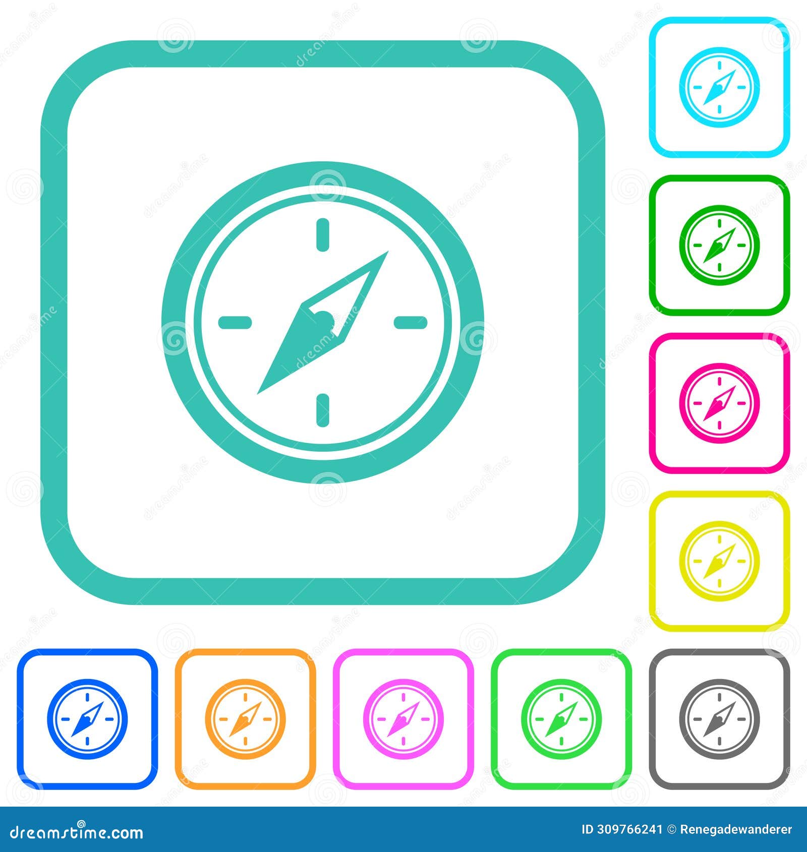 Compass Vivid Colored Flat Icons Stock Illustration - Illustration of ...