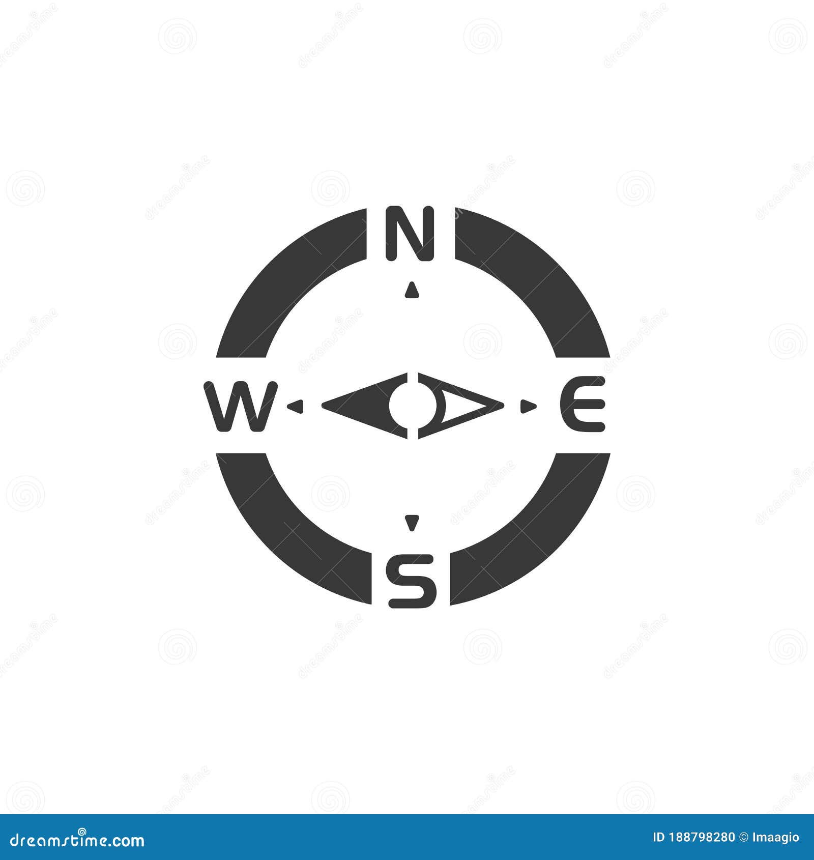 Compass. West Direction. Icon. Weather and Map Glyph Vector ...