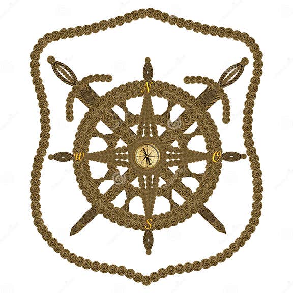 Compass wheel and sword stock illustration. Illustration of anchor ...