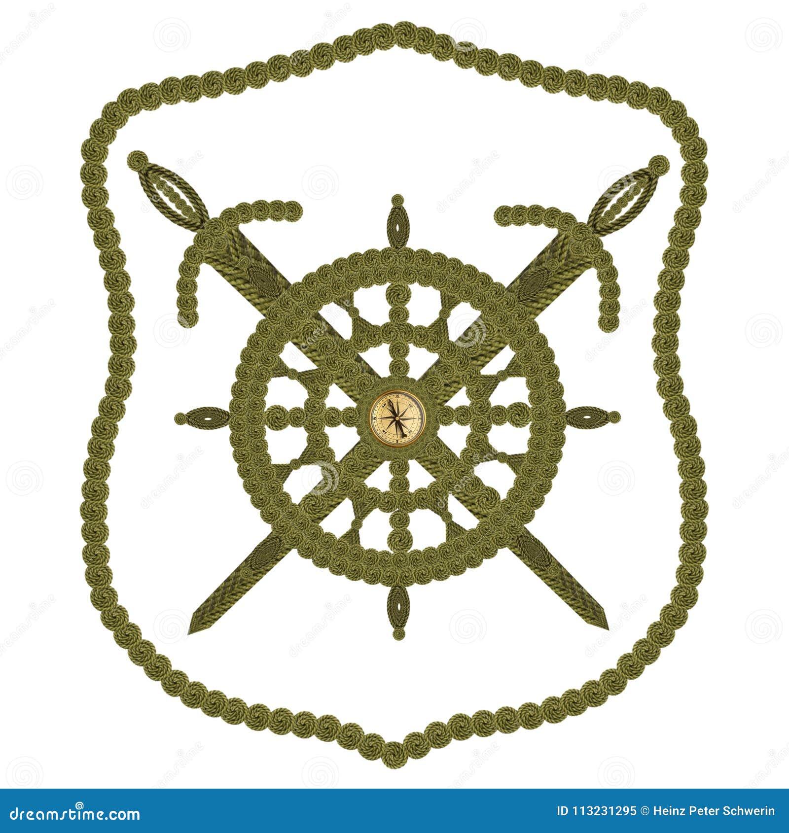 Compass wheel and sword stock illustration. Illustration of compass ...