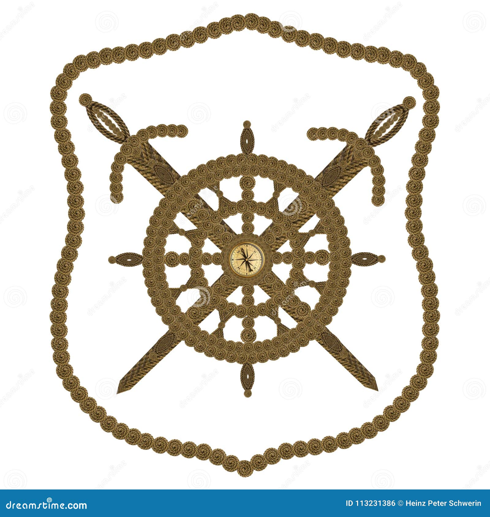 Compass wheel and sword stock illustration. Illustration of sailor ...