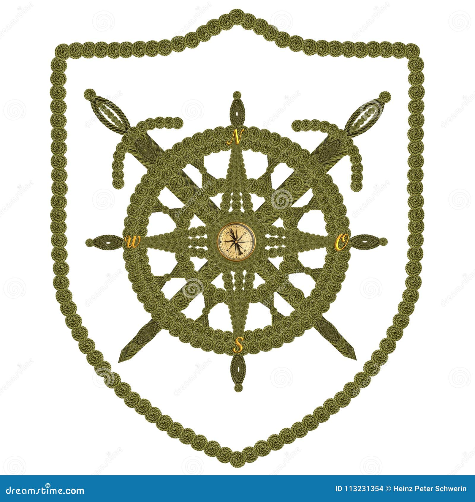Compass Wheel And Dolphin Royalty-Free Stock Photo | CartoonDealer.com ...
