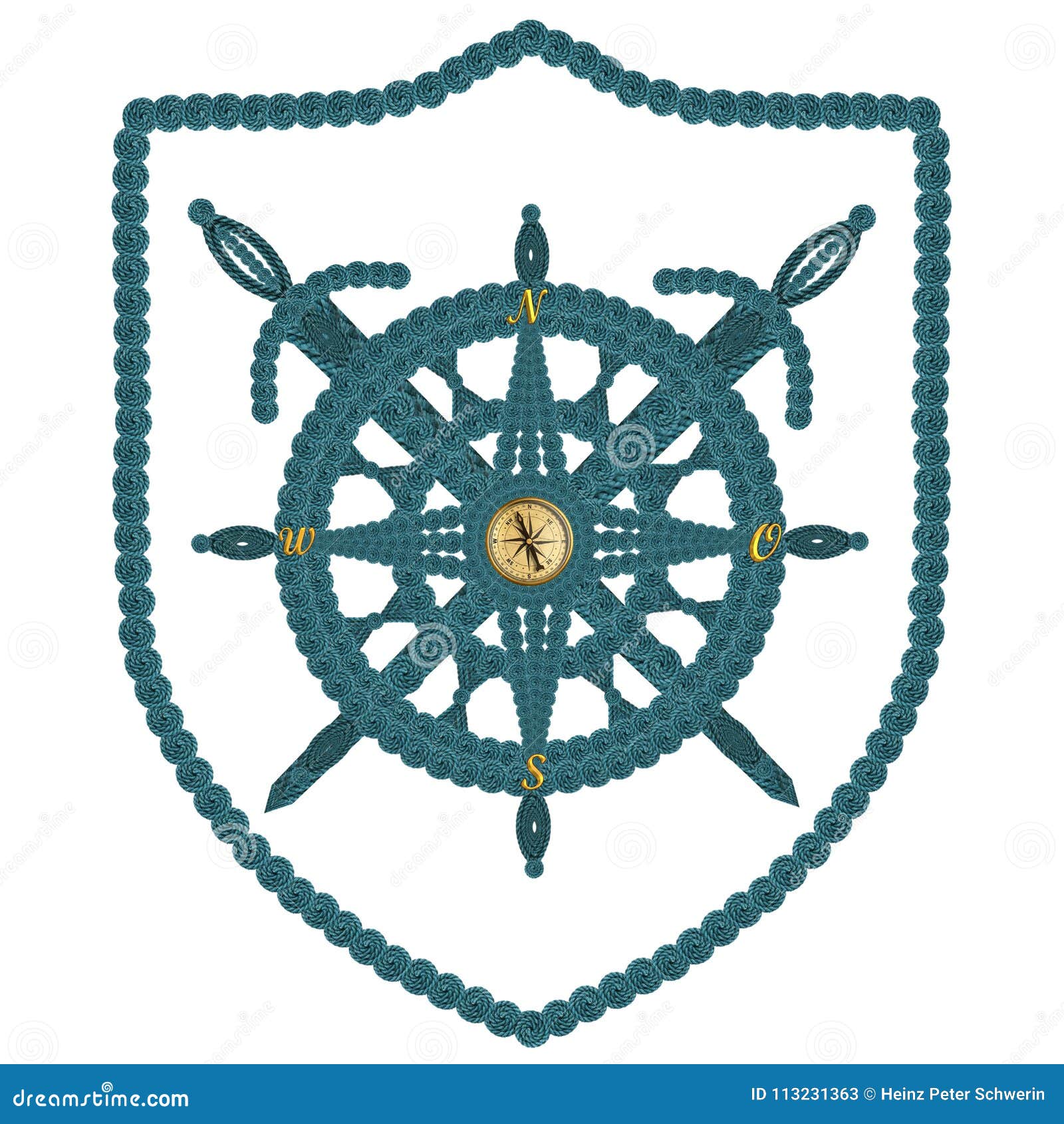 Compass wheel and sword stock illustration. Illustration of compass ...