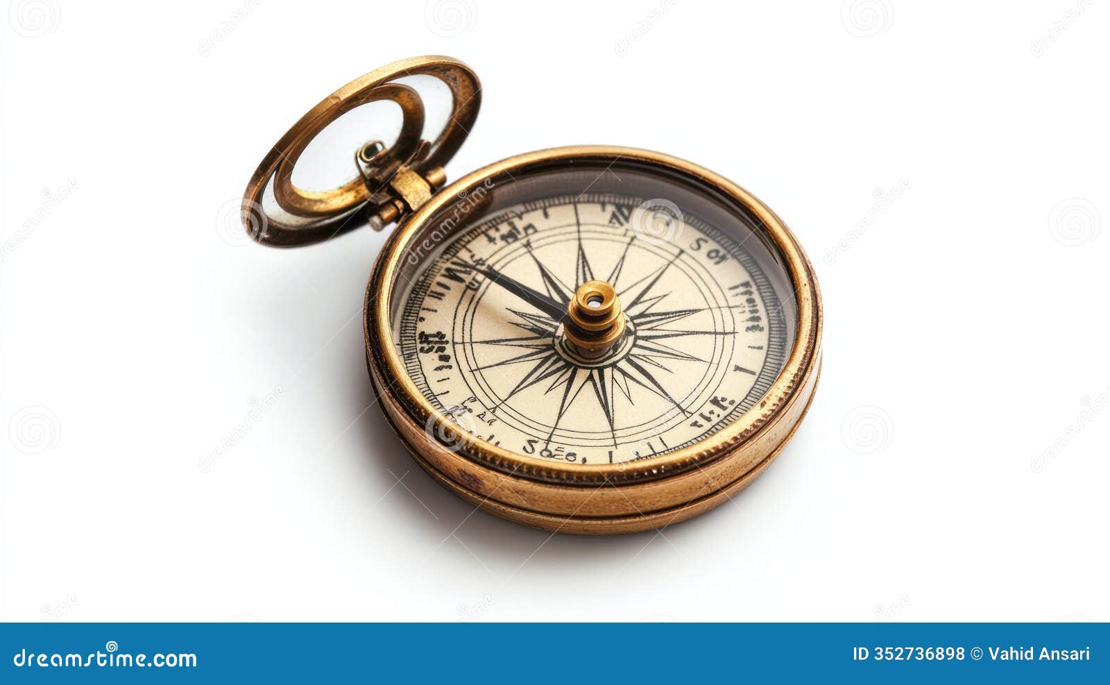 Compass on White Background Stock Photo - Image of hand, watch: 352736898