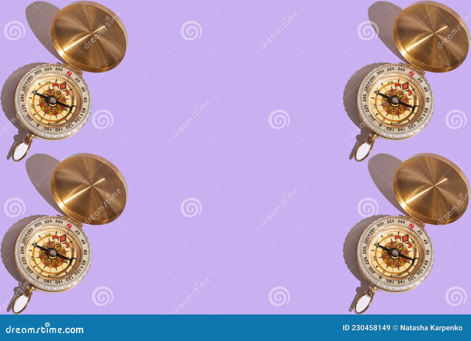 Compass on White Background Close-up with Hard Shadows with Copy Space ...