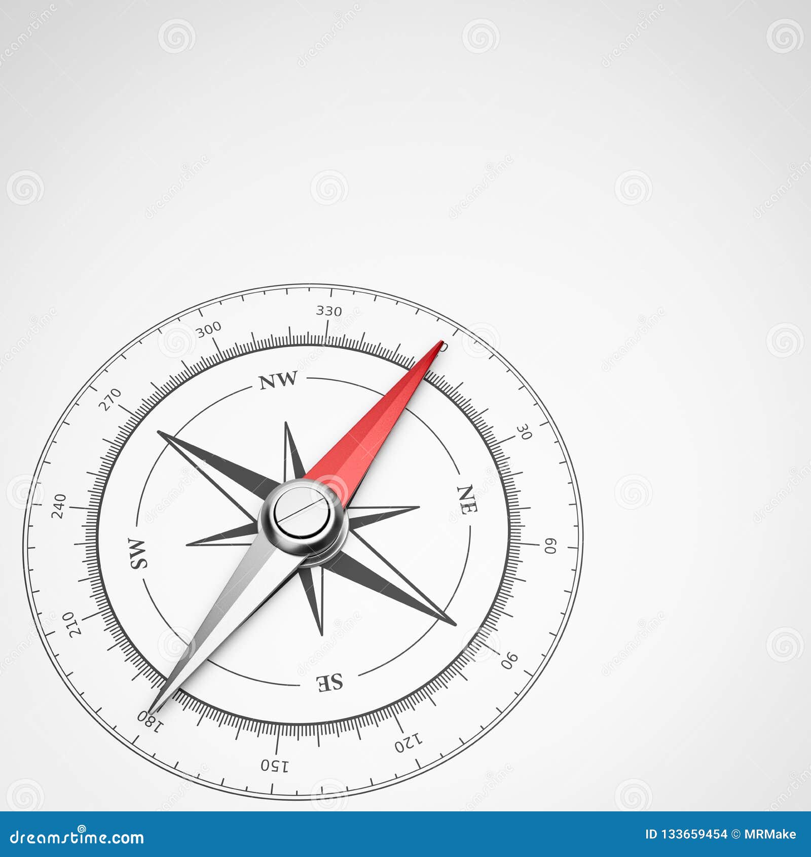 Compass on White Background with Copyspace Stock Illustration ...