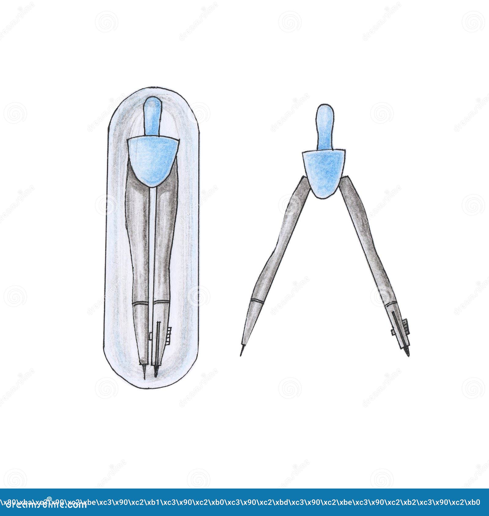 Compass on White Background. Drawing Compasses in a Box and without ...