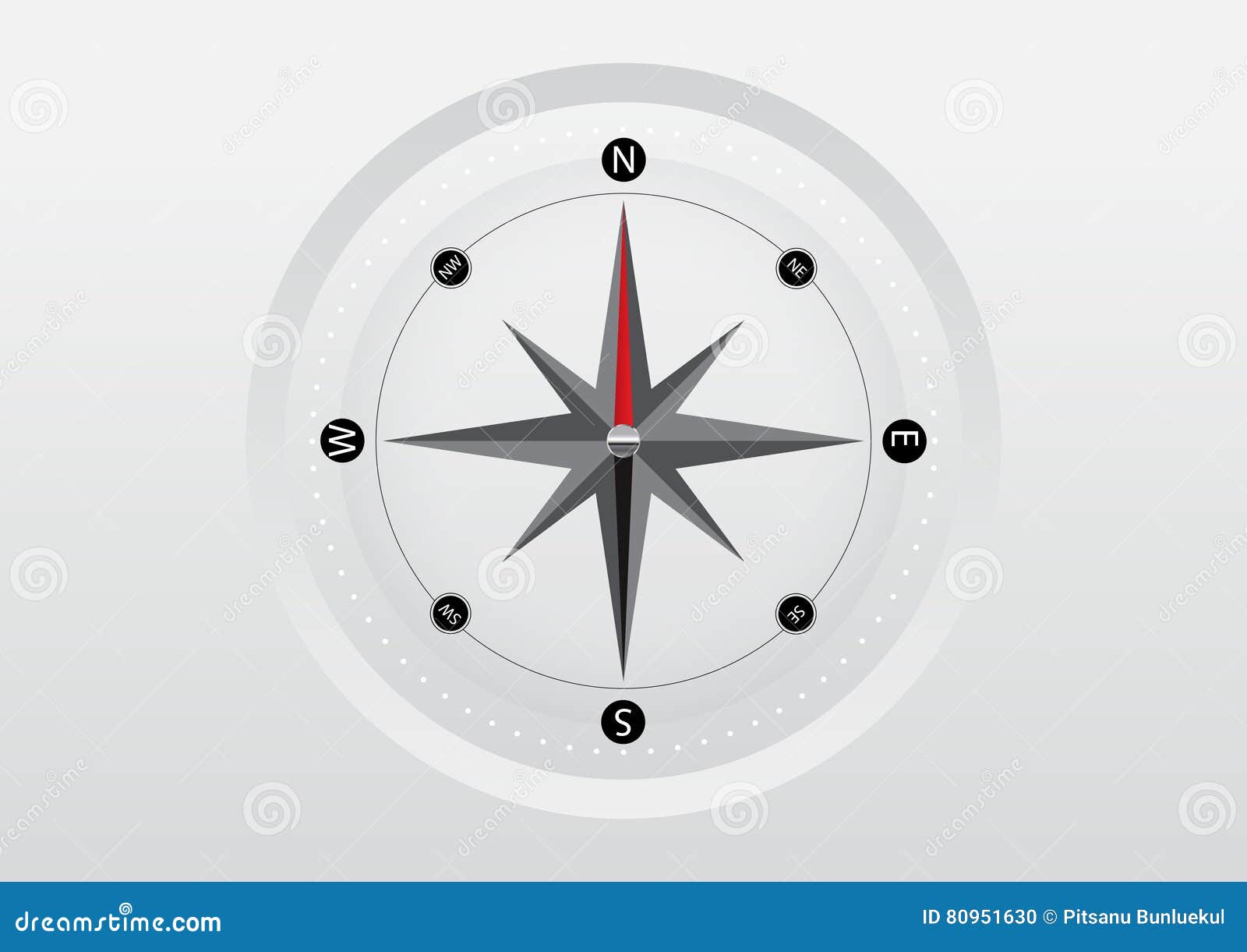 Compass, White Compass On A Black Background. Compass Icon. Royalty ...