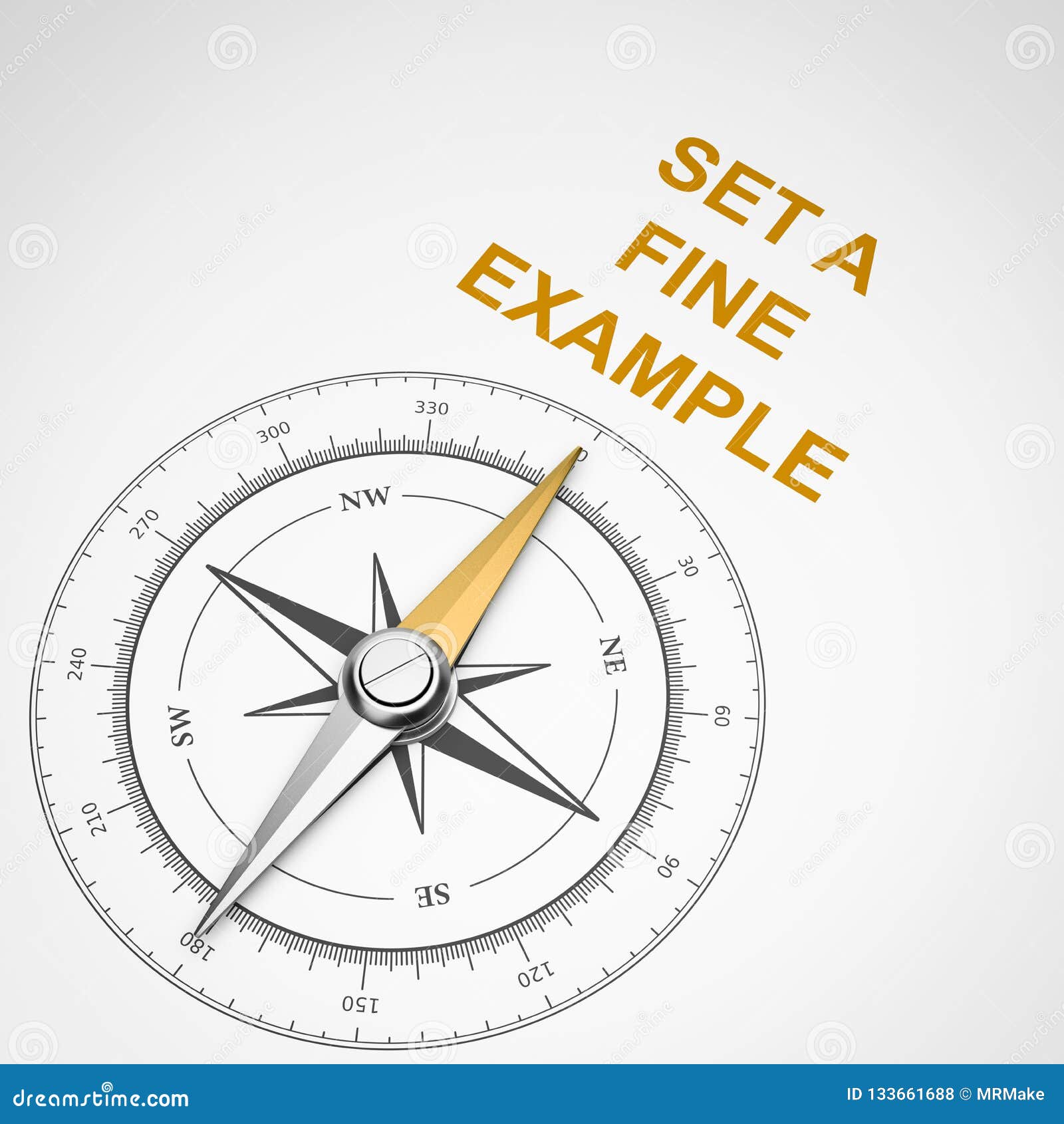 Compass on White Background, Set a Fine Example Concept Stock ...