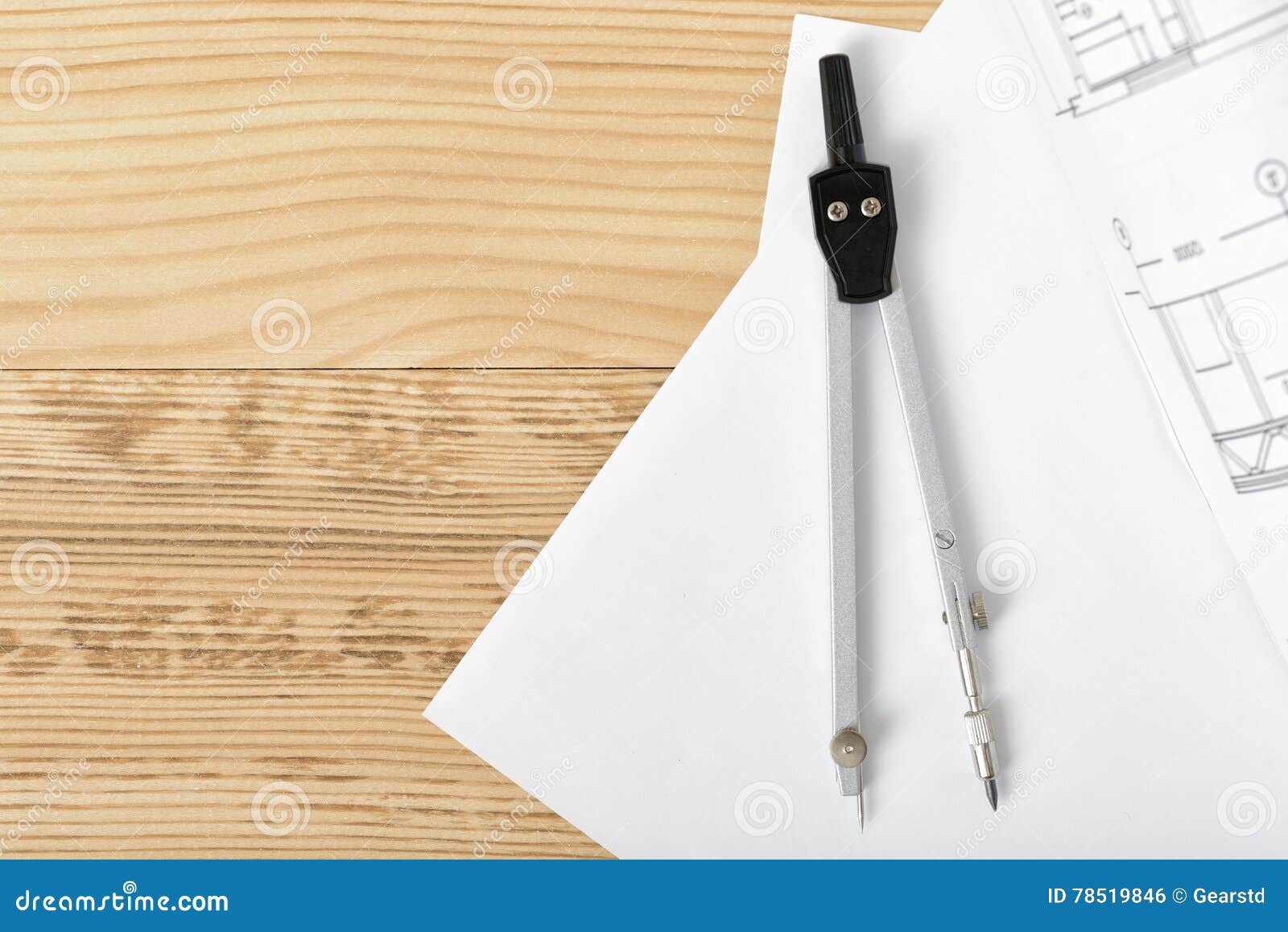 Compass on White Paper in Top View with Copy Space Stock Photo - Image ...