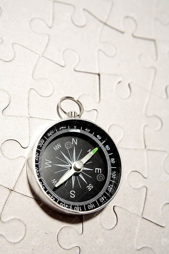 Compass on a white puzzle stock image. Image of white - 6846015