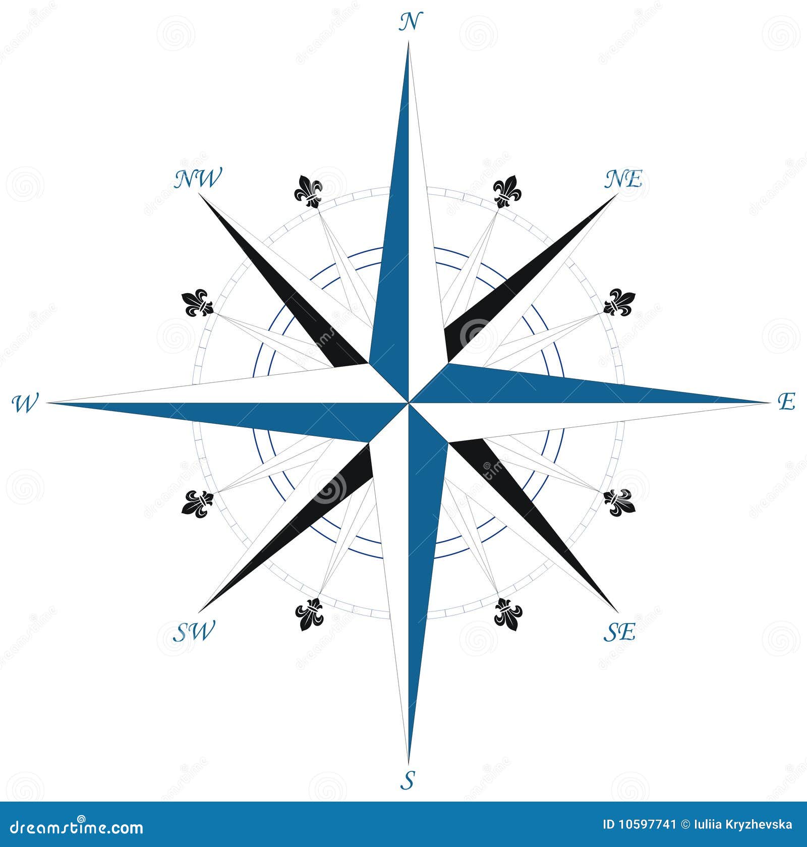 Compass wind rose stock vector. Illustration of water - 10597741