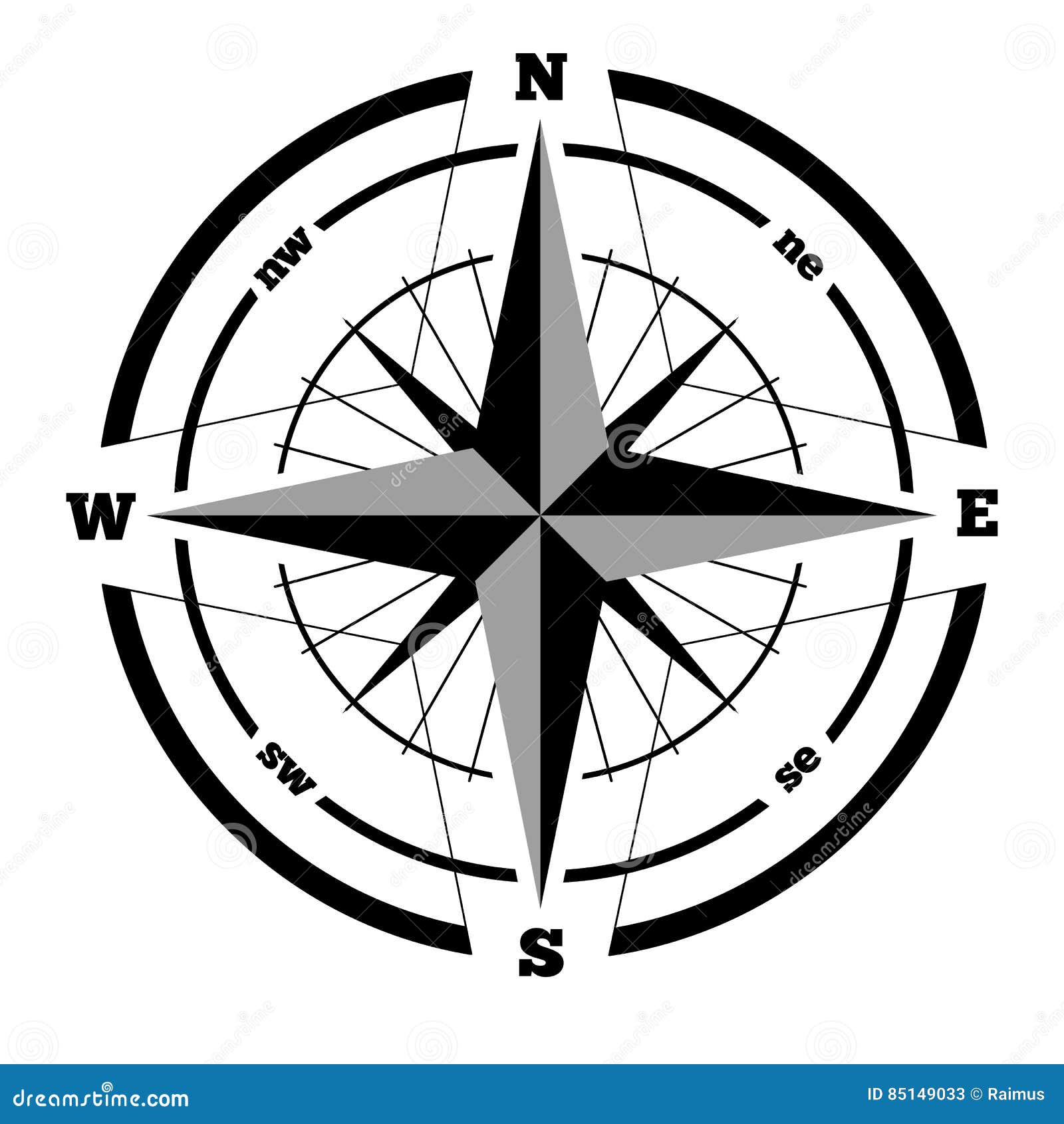 Compass Wind Rose Hand Drawn Vector Design Element Stock Vector ...