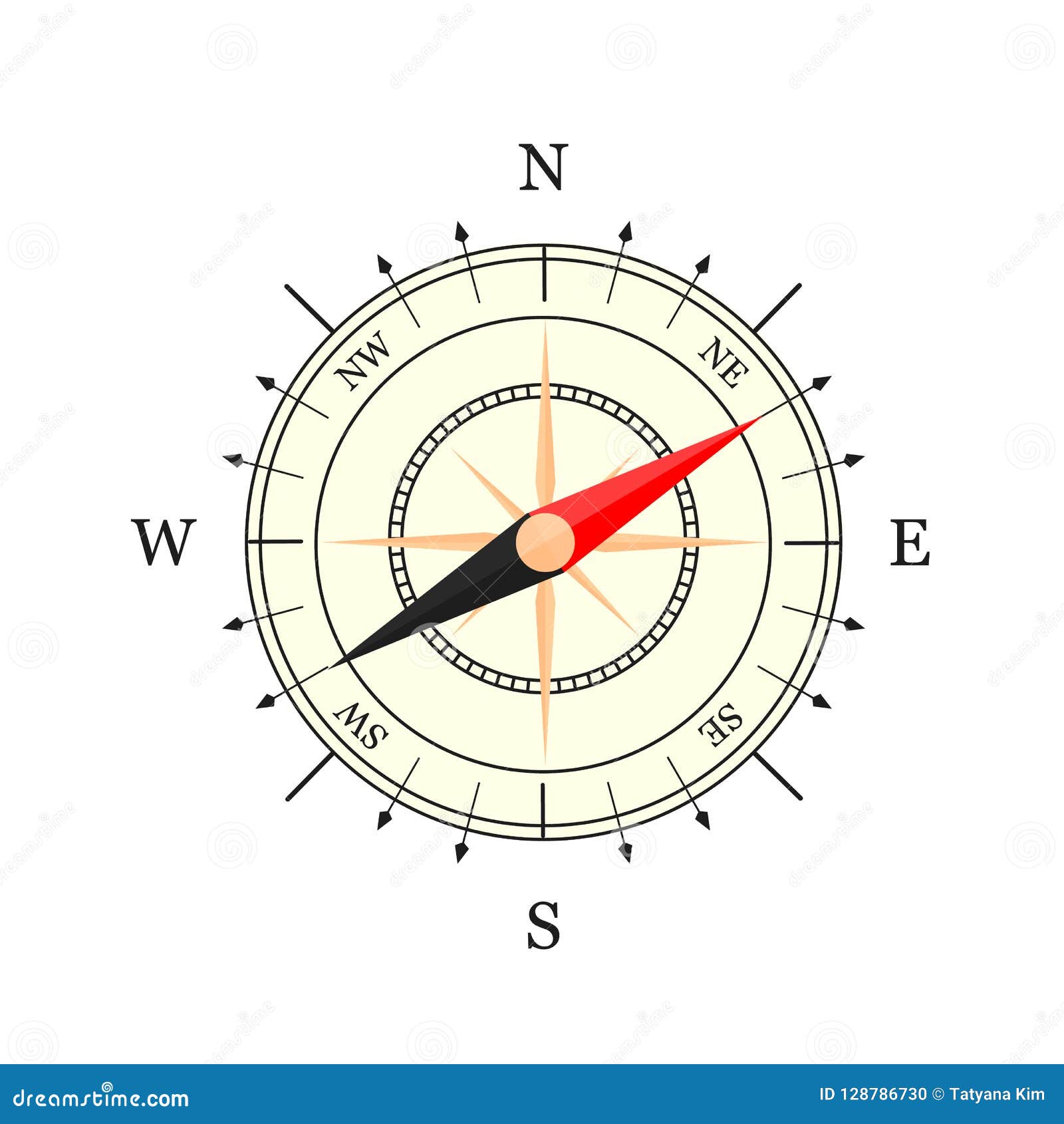 Compass Wind Rose Hand Drawn Vector Design Element Stock Vector ...