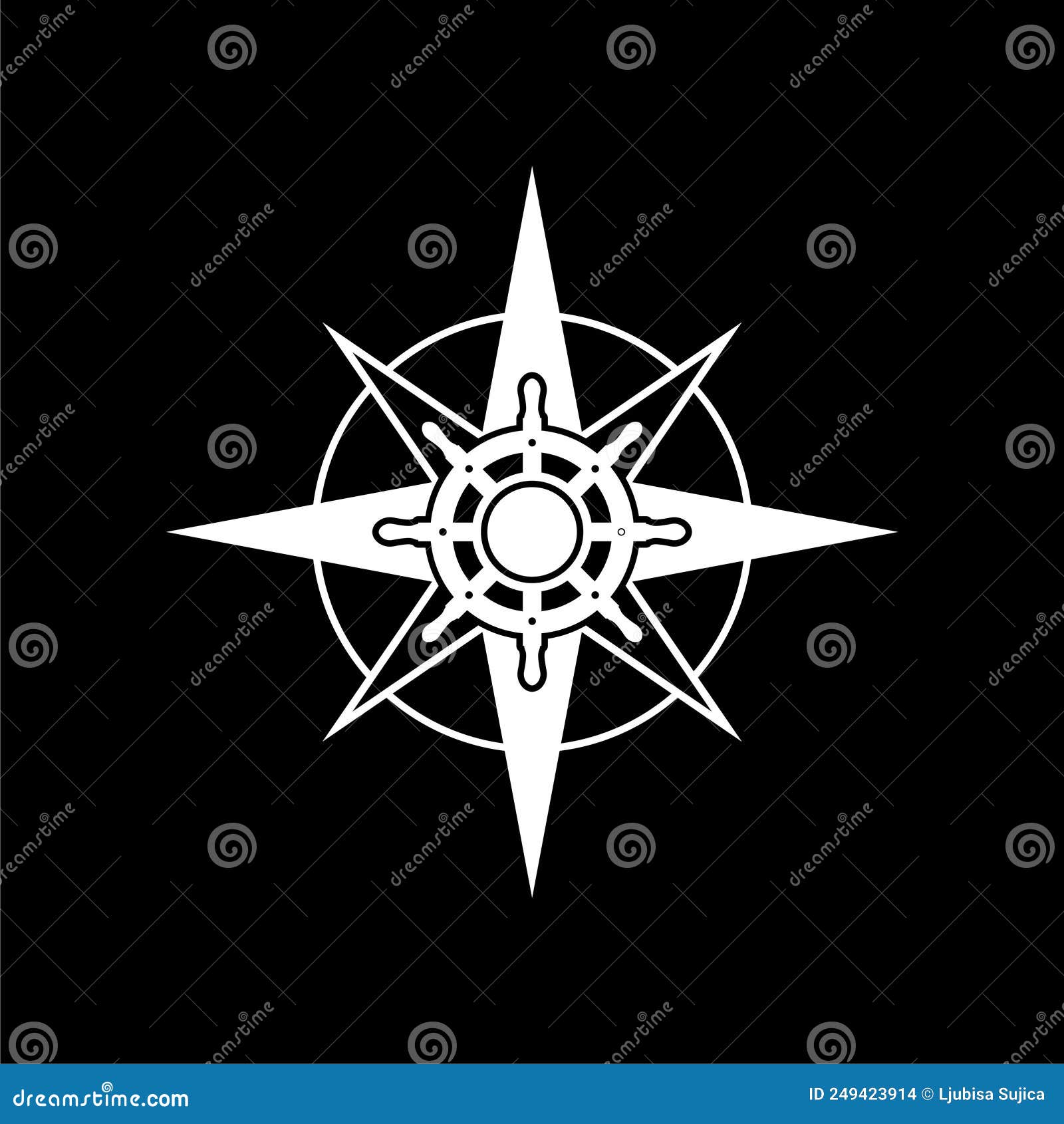 Compass Wind Rose Nautical Logo with Shadow Stock Vector - Illustration ...