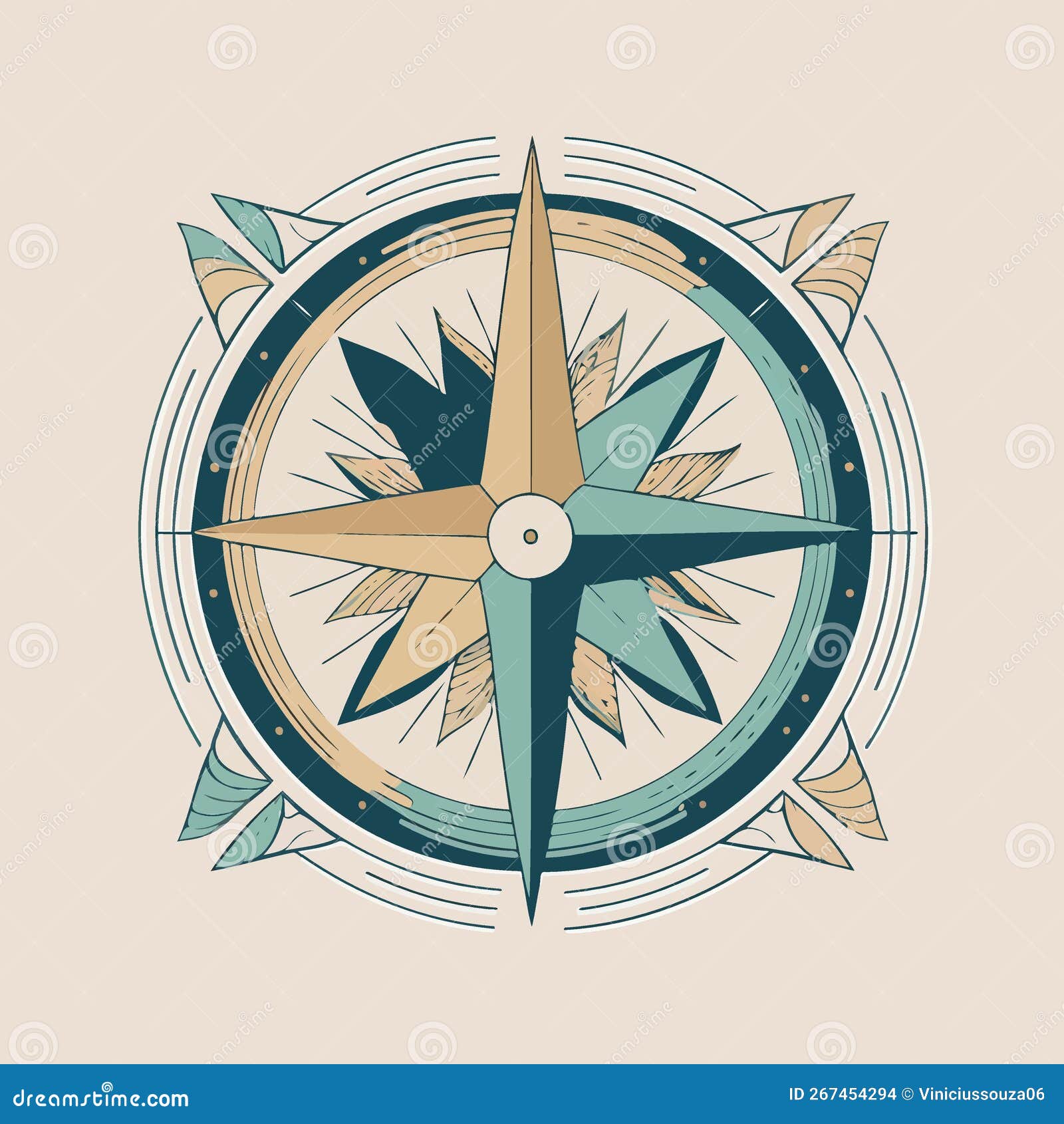 Compass Wind Rose in Stylized and Colored Illustration Stock Vector ...