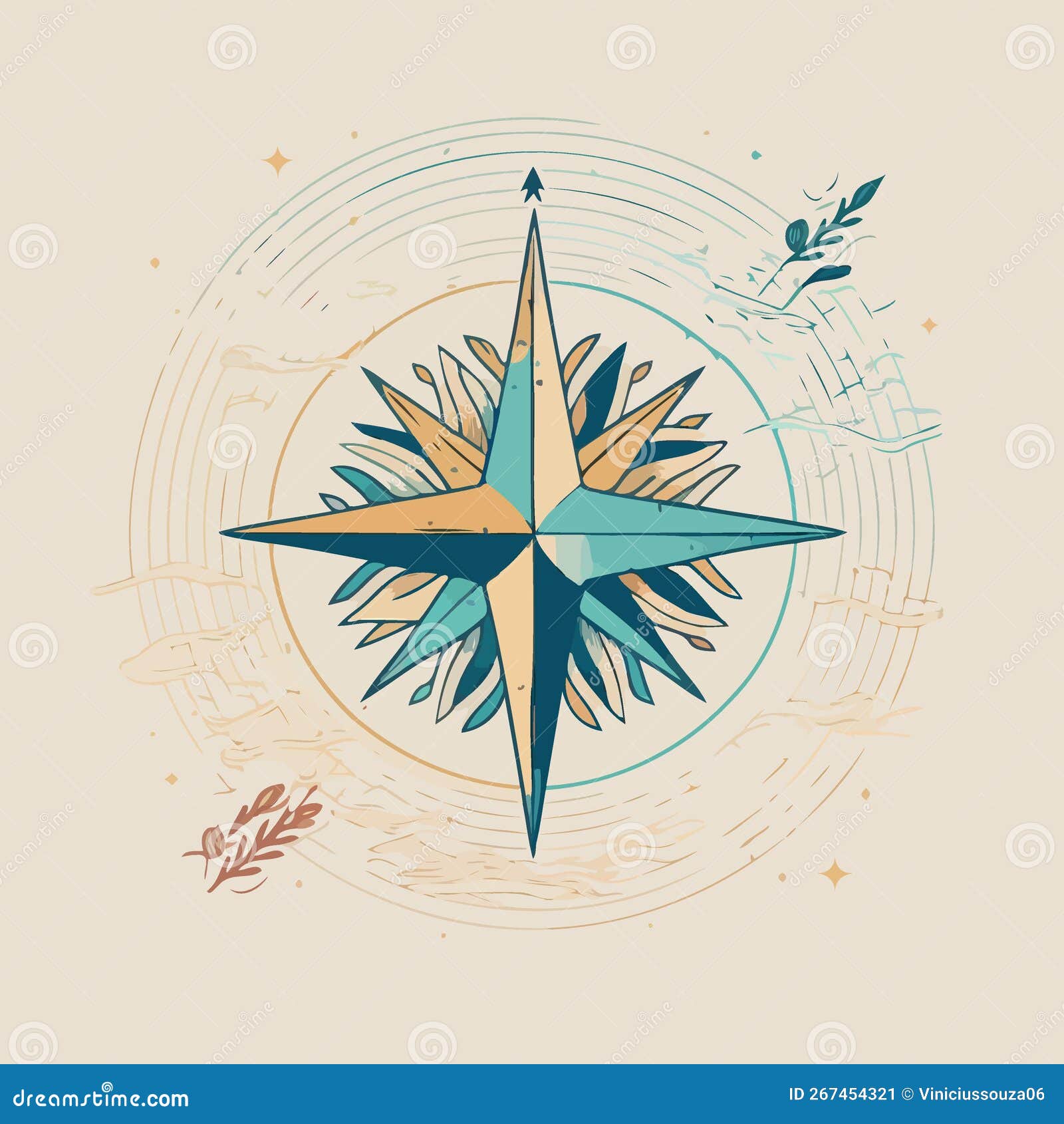 Compass Wind Rose in Stylized and Colored Illustration Stock Vector ...