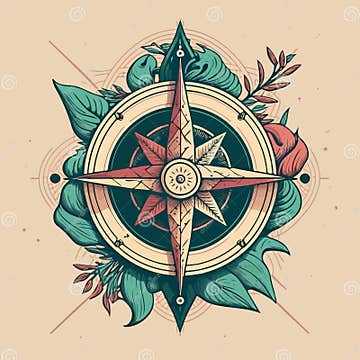 Compass Wind Rose in Stylized and Colored Illustration Stock Vector ...