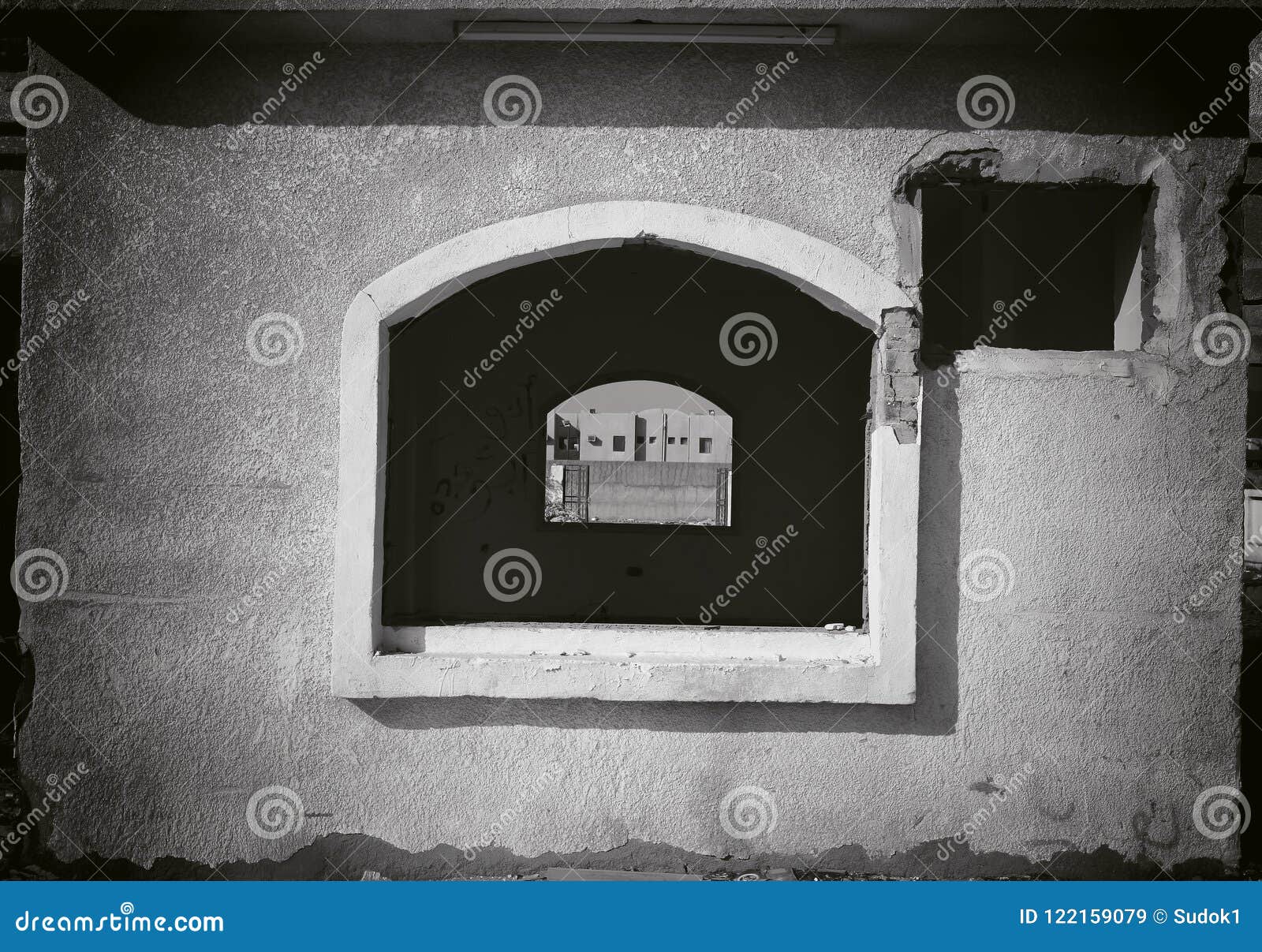 Windows Of A Destroyed Brick Tenement House Royalty-Free Stock ...