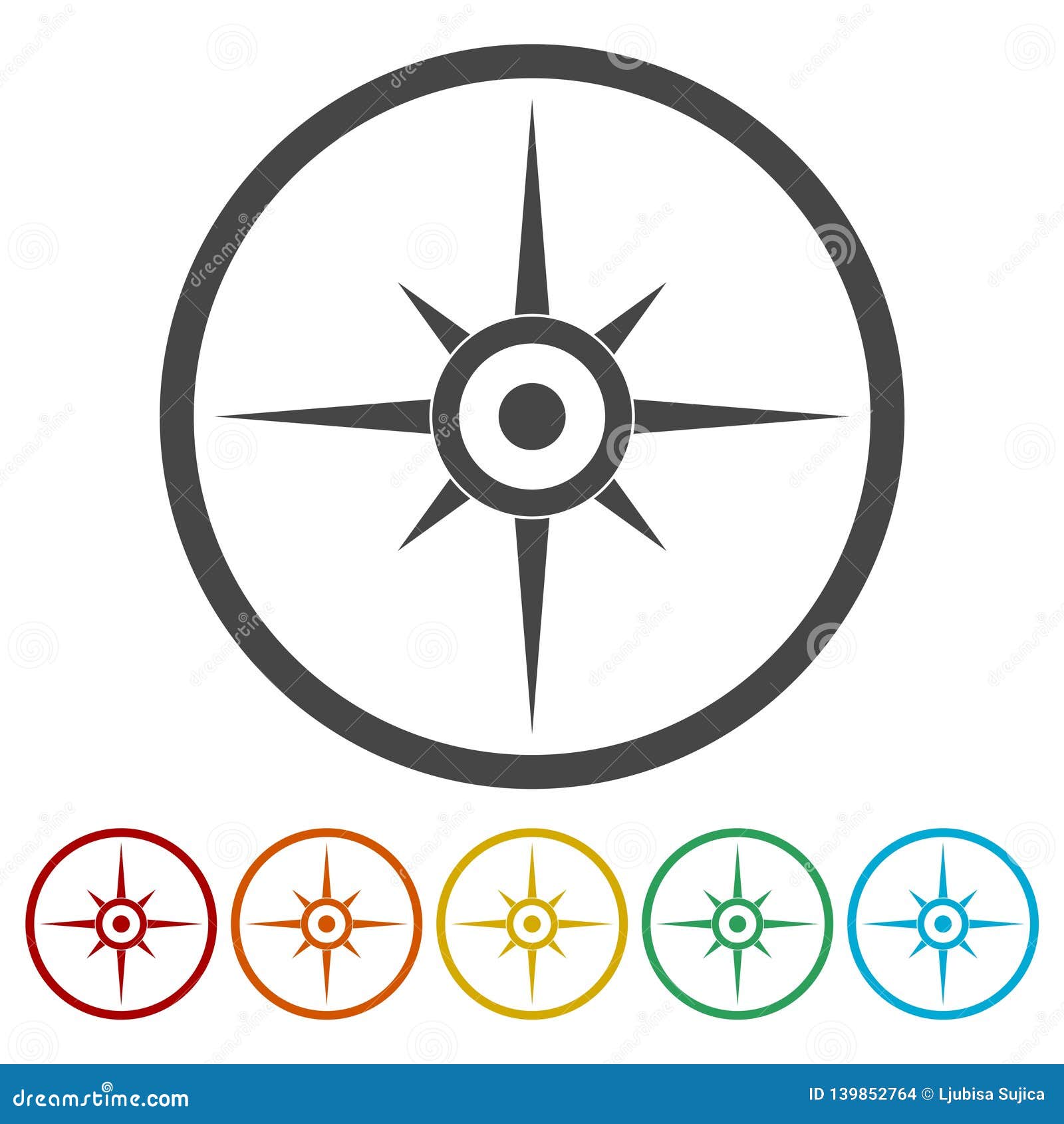Compass, windrose icon stock vector. Illustration of plan - 139852764