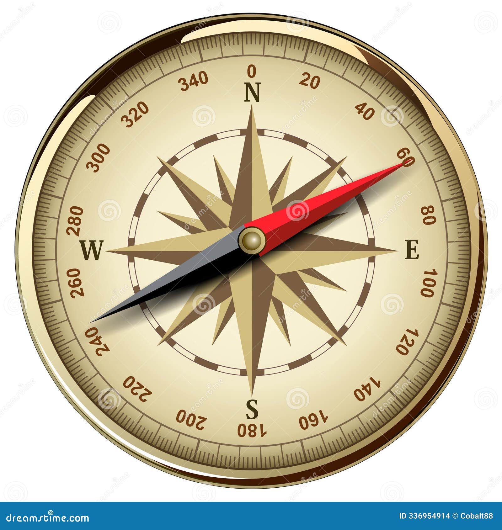 Compass with Windrose Isolated, Retro Design Stock Vector ...