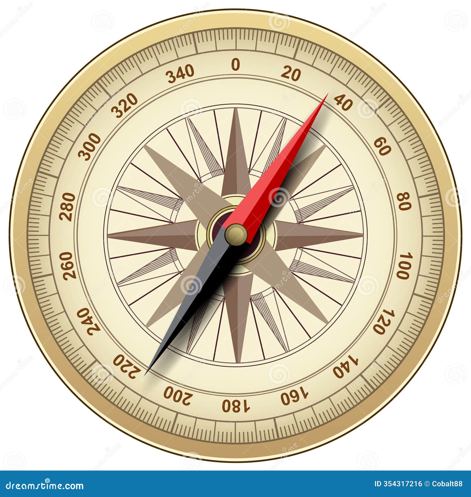 Compass with Windrose Isolated, Retro Design Stock Illustration ...