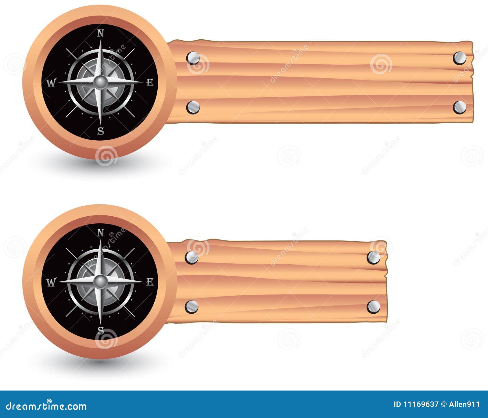 Compass on wooden banners stock vector. Illustration of globe - 11169637