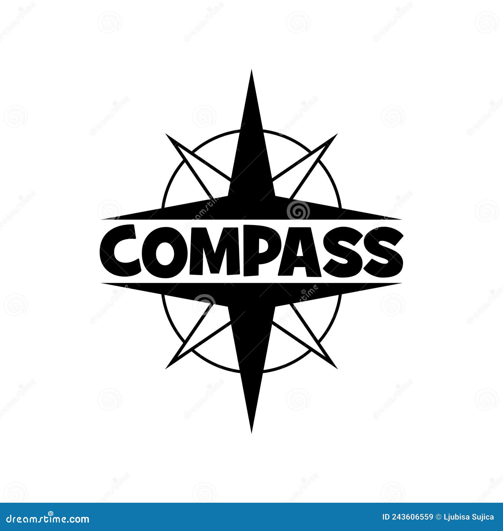 Compass Word, Compass Icon Isolated on White Background Stock Vector ...