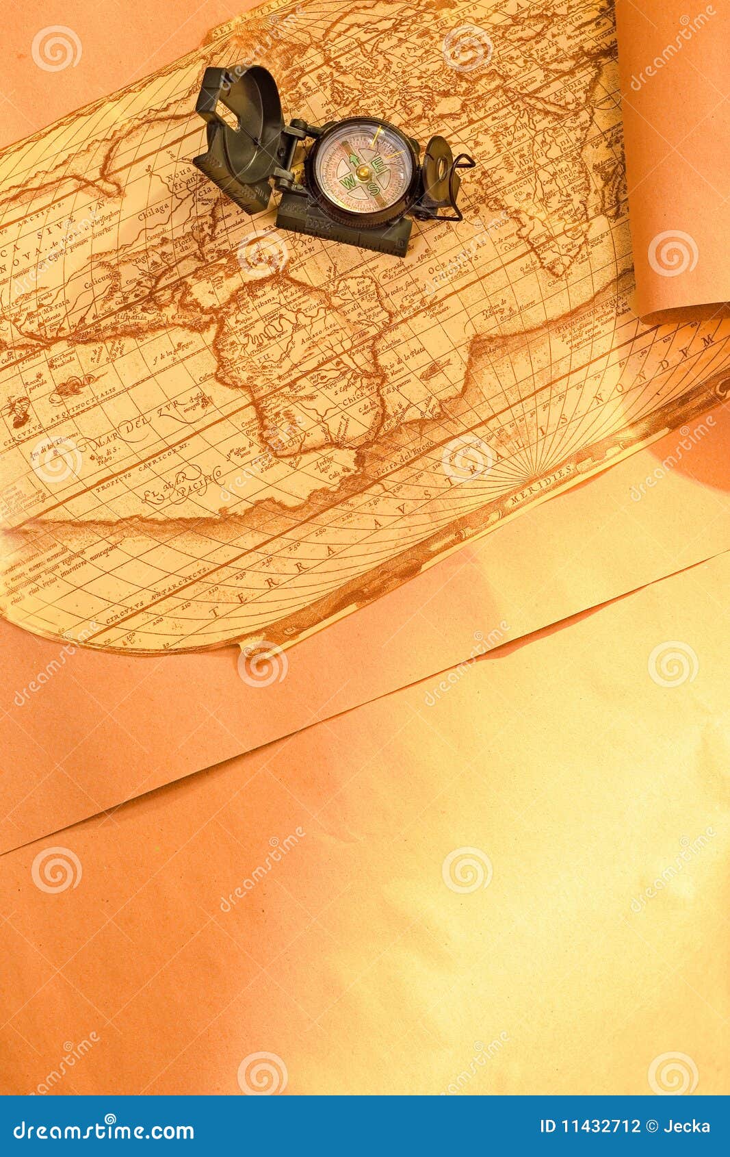 Compass on world map stock photo. Image of magnet, west - 11432712